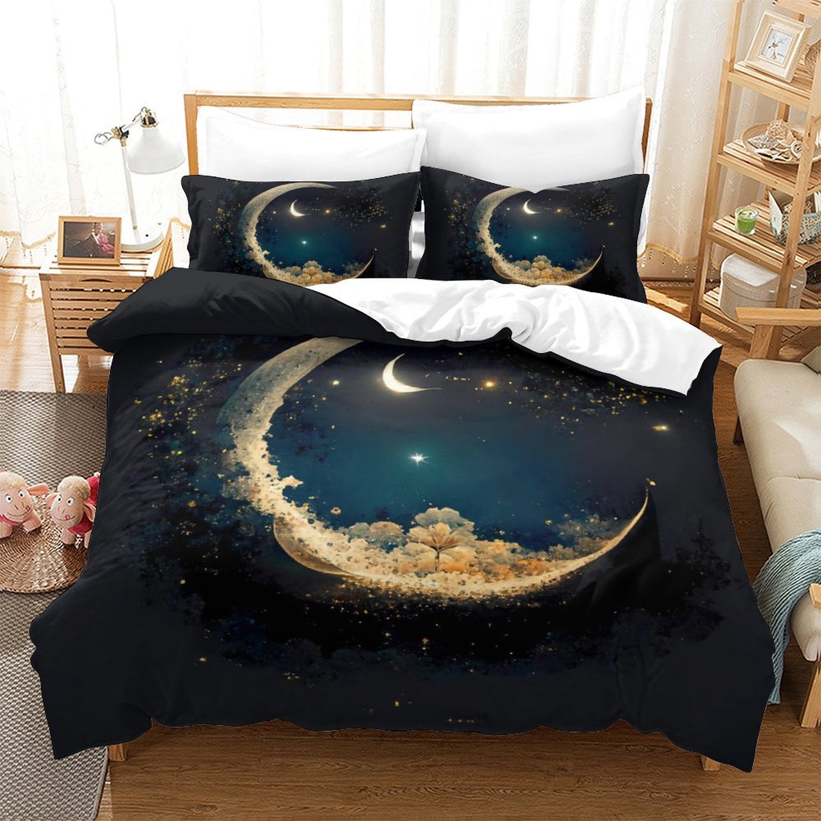 Newly Design Duvet Cover Set Moon Castle Starry Night Printed Bedspreads Kids Adult Bed Set,Twin ...