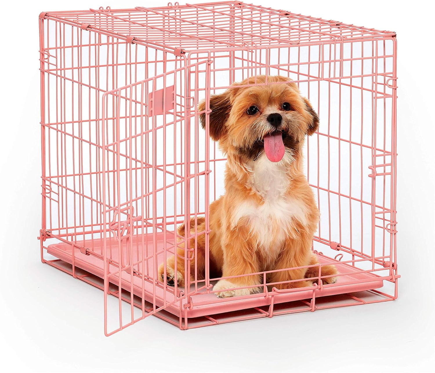 Newly Enhanced Single & Double Door iCrate Dog Crate, Includes Leak ...