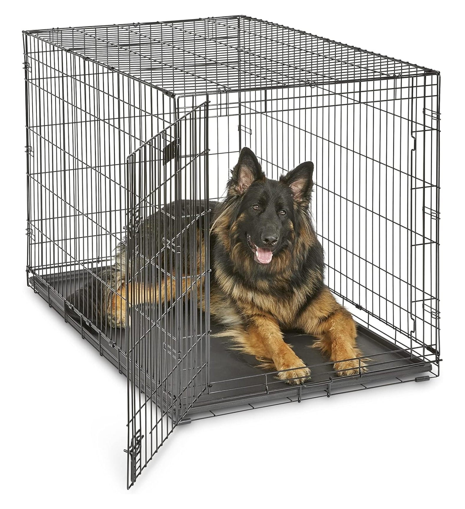 Newly Enhanced Single & Double Door iCrate Dog Crate, Includes Leak ...
