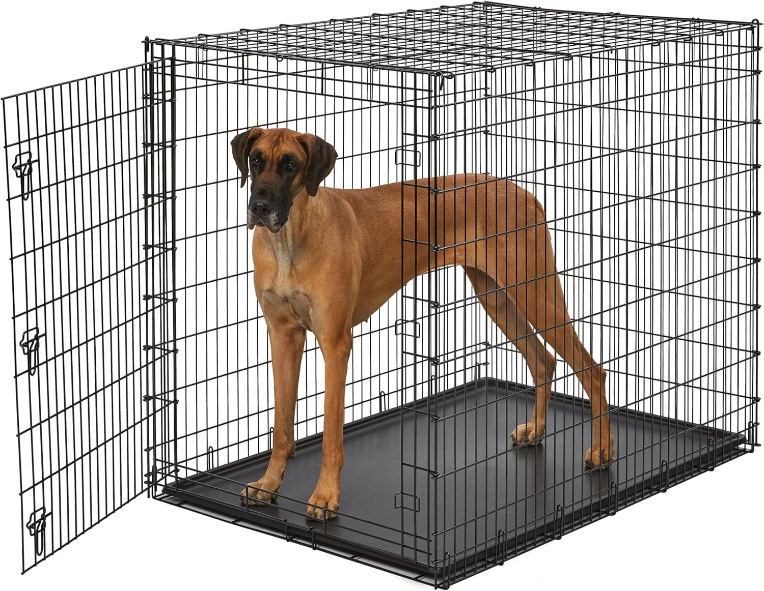 Newly Enhanced Single & Double Door iCrate Dog Crate, Includes Leak ...