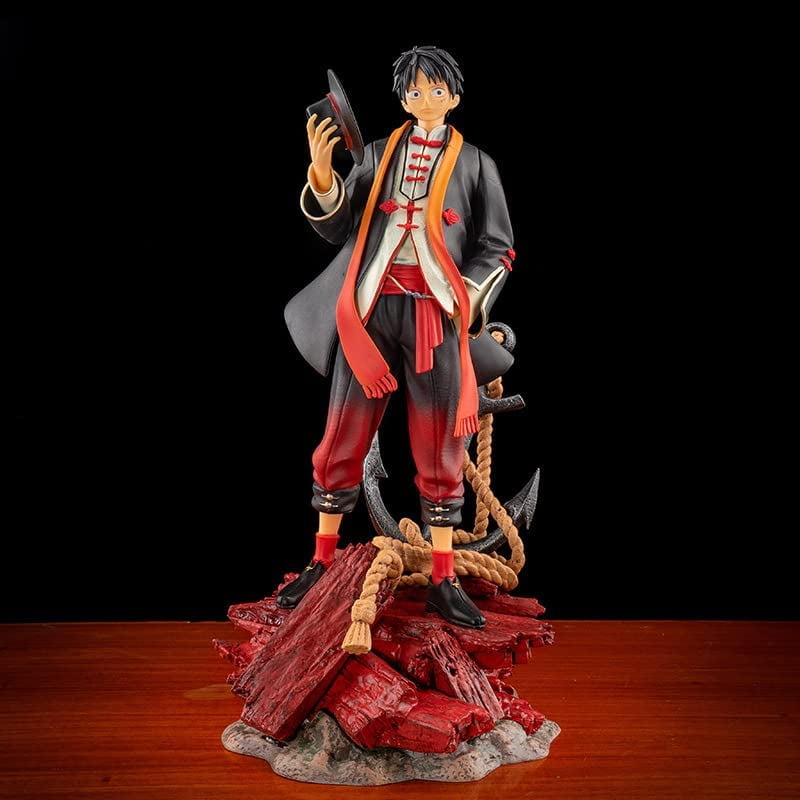 Newly One Piece, 37cm/14.6inch Luffy Tang Suit Ornaments Statue Luffy ...