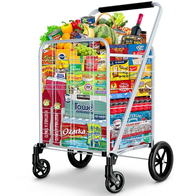 Newly Released Grocery Utility Flat Folding Shopping Cart with 360 ...