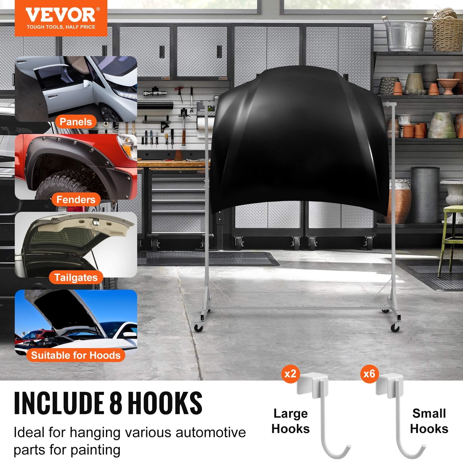 Newly Upgraded！VEVOR Painting Rack Adjustable Paint Hanger 8 Hooks Auto ...
