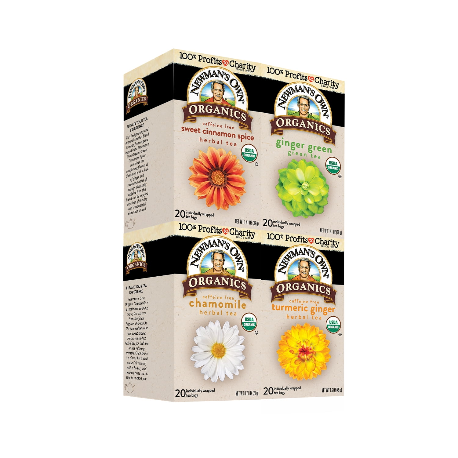 Newman's Own Organic Variety Pack Herbal Tea includes Sweet Cinnamon ...