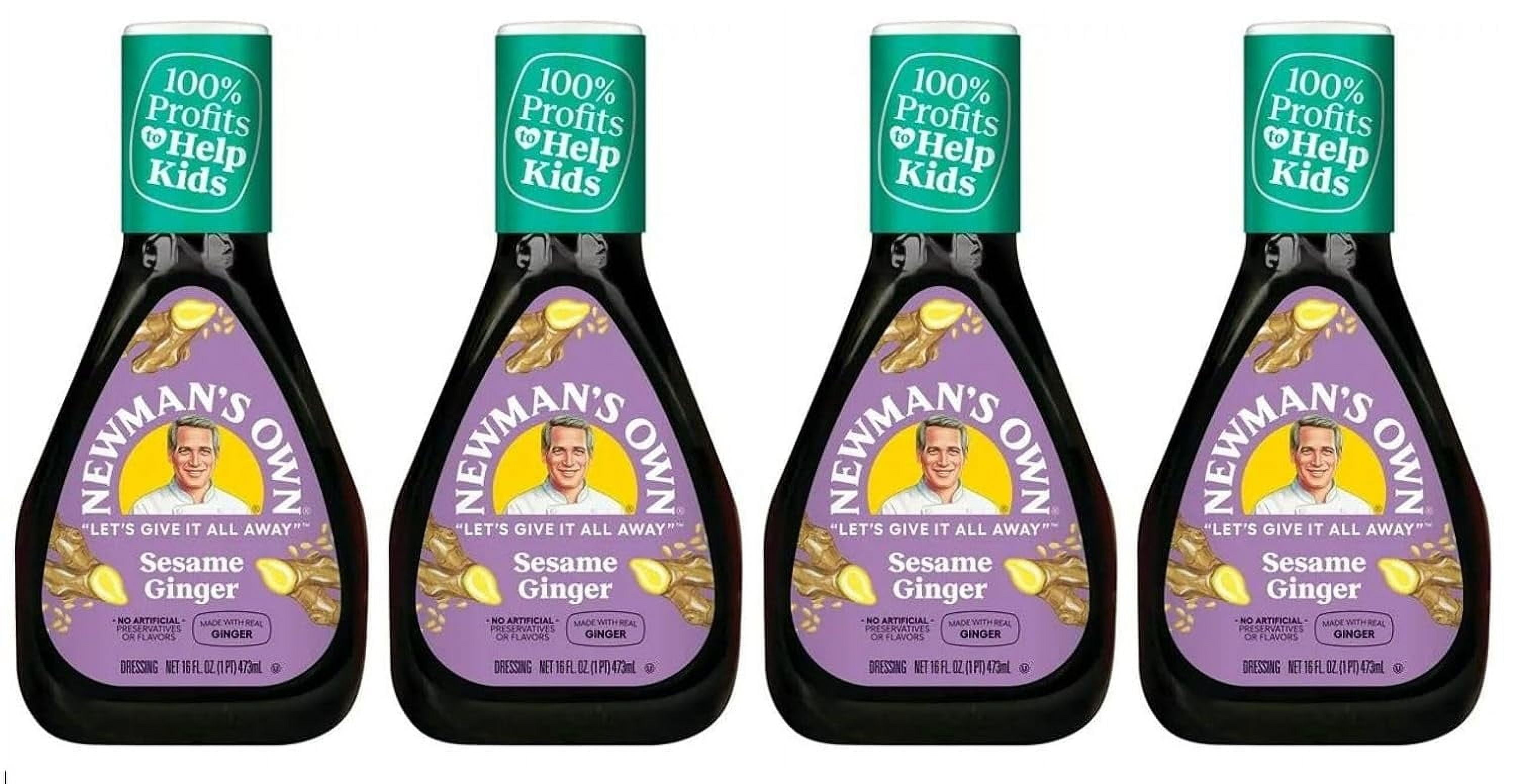 Newman's Own Sesame Ginger Salad Dressing, 16 oz Bottle, Pack of 4 ...