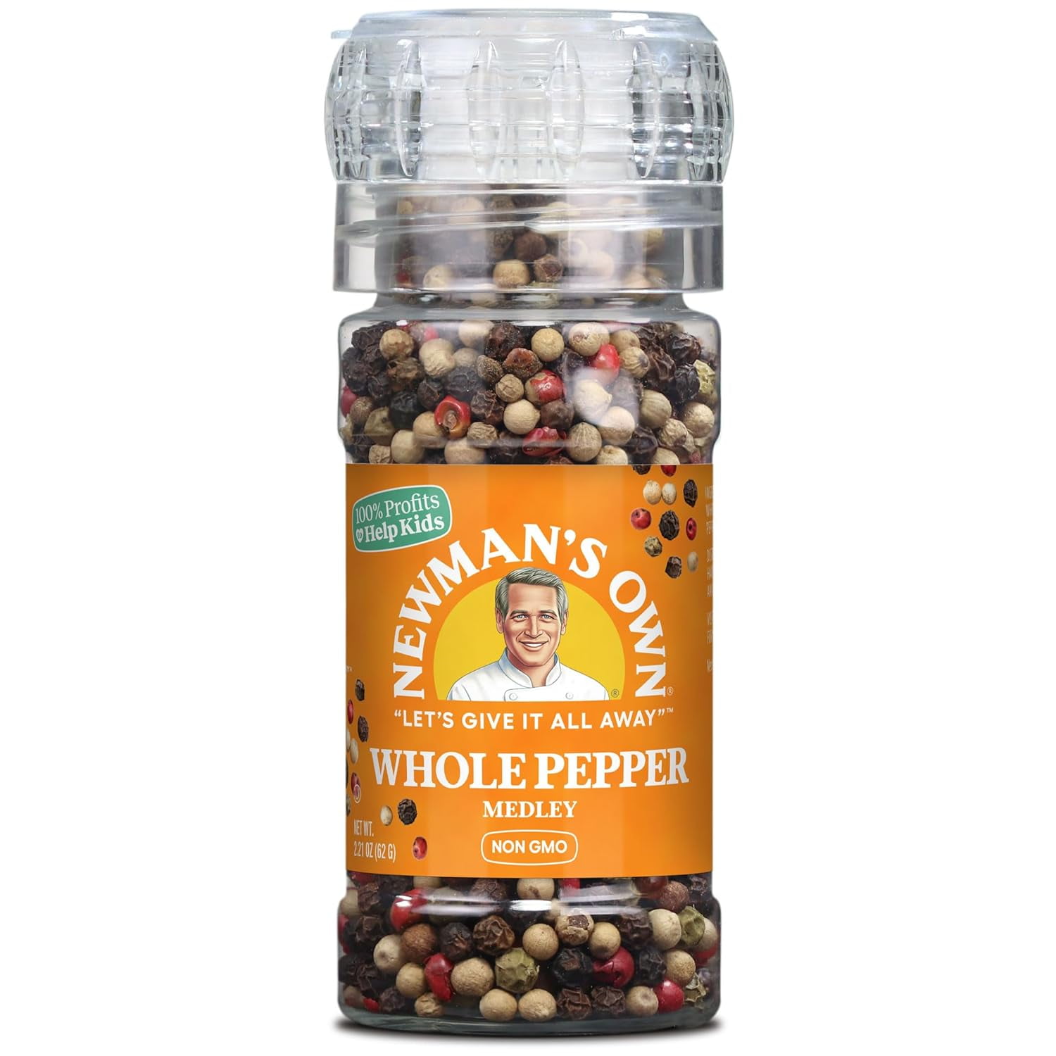 Newman's Own Whole Pepper Medley, Pink White Black Peppercorns, Grinder ...