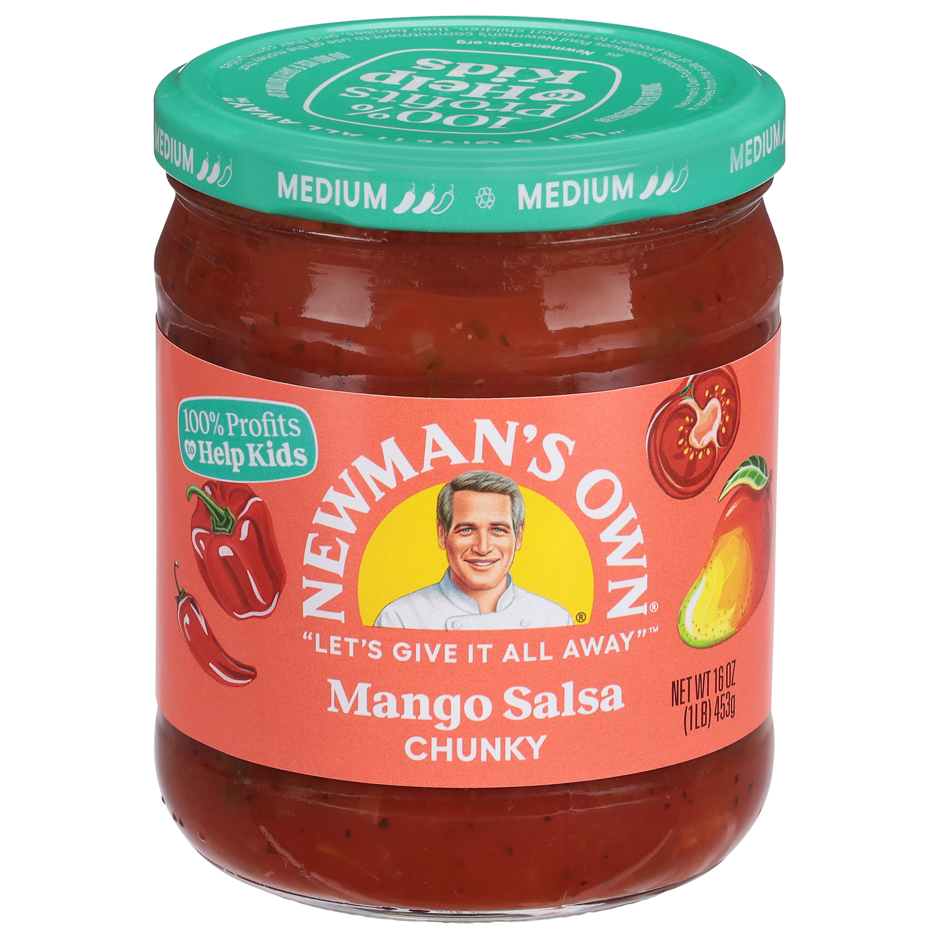 Newman's Own: Medium Chunky Mango Salsa with Tomato Dip, 16 oz Glass ...