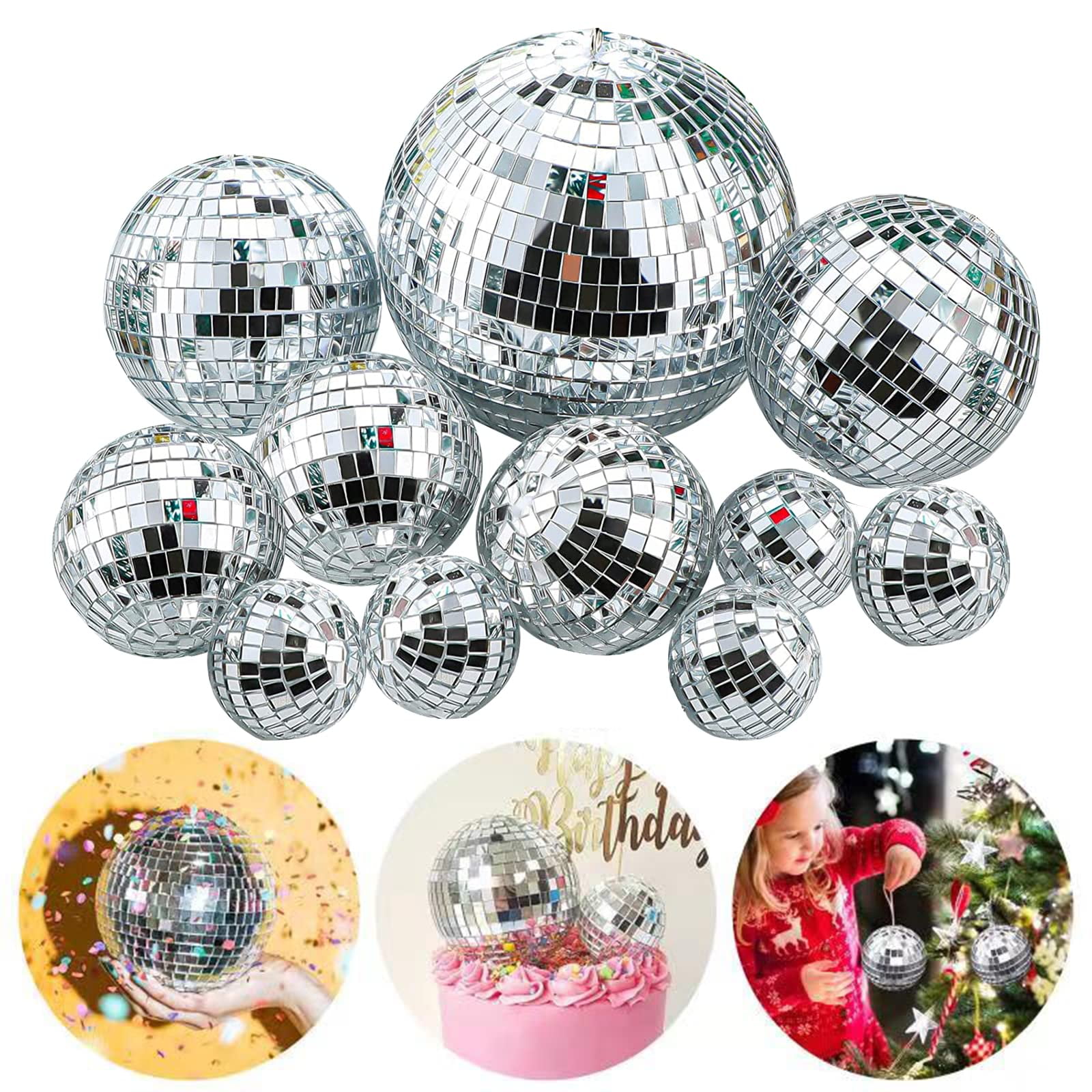Newmemo 11pcs Disco FEV6 Ball Cake Decoration Mirror Disco Cake Topper ...