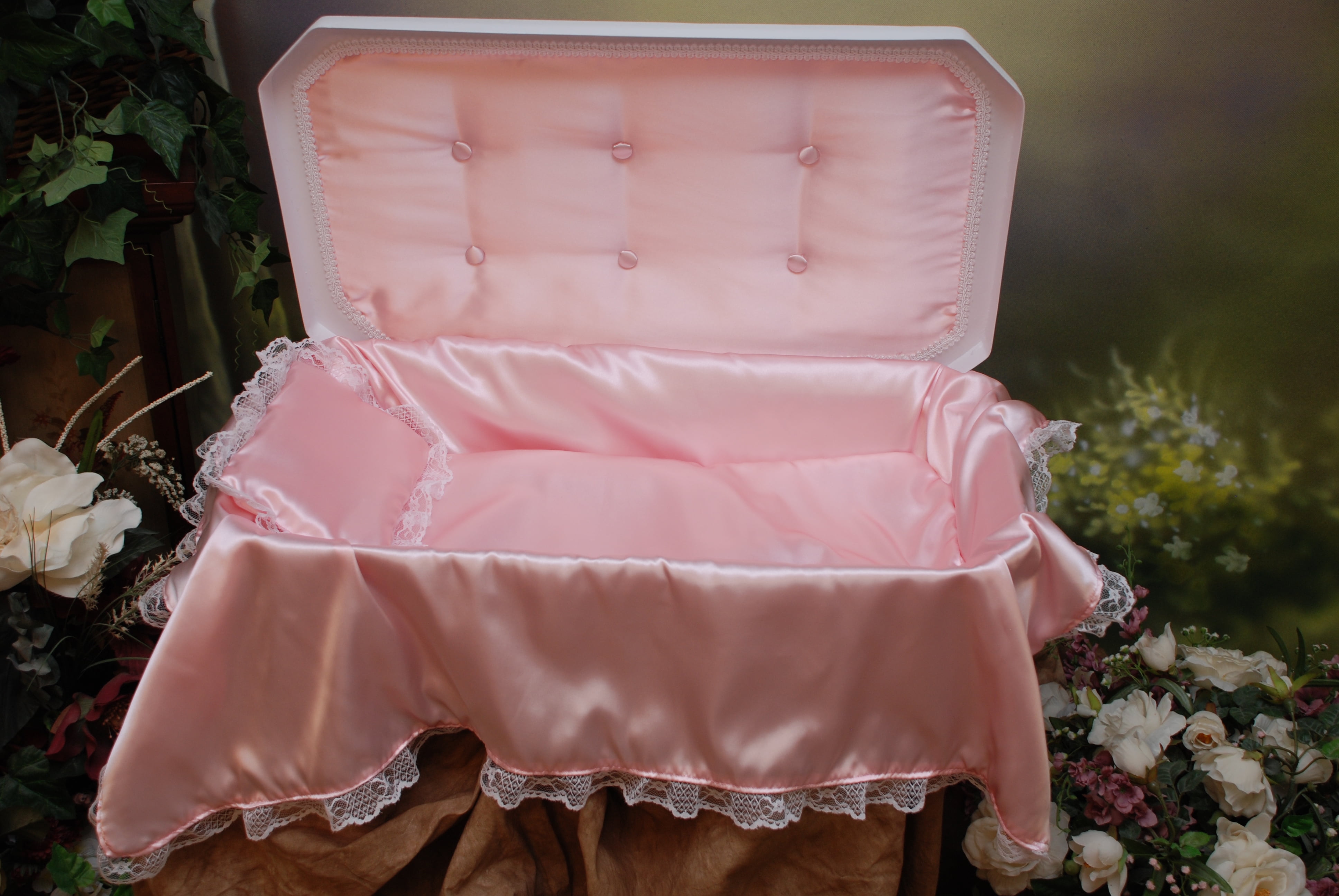 Newnak's USA Made Small Pet Casket Coffin for Dogs and Cats, White/Pink ...