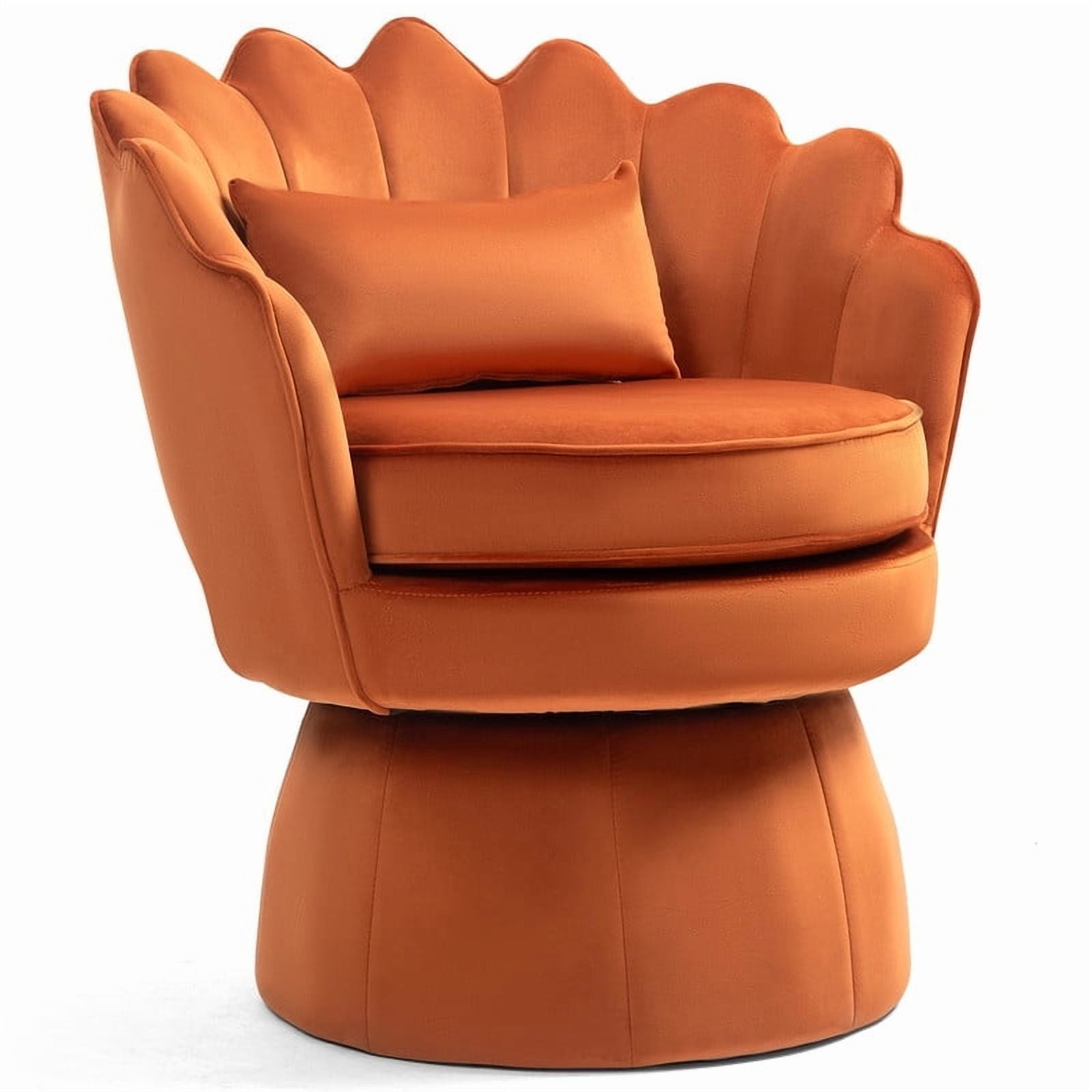 Newnno 360° Swivel Accent Chairs, Mid-Century Modern Velvet Barrel ...
