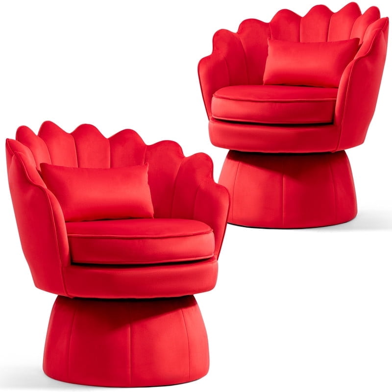 Newnno 360° Swivel Accent Chairs Set of 2, Mid-Century Modern Velvet ...