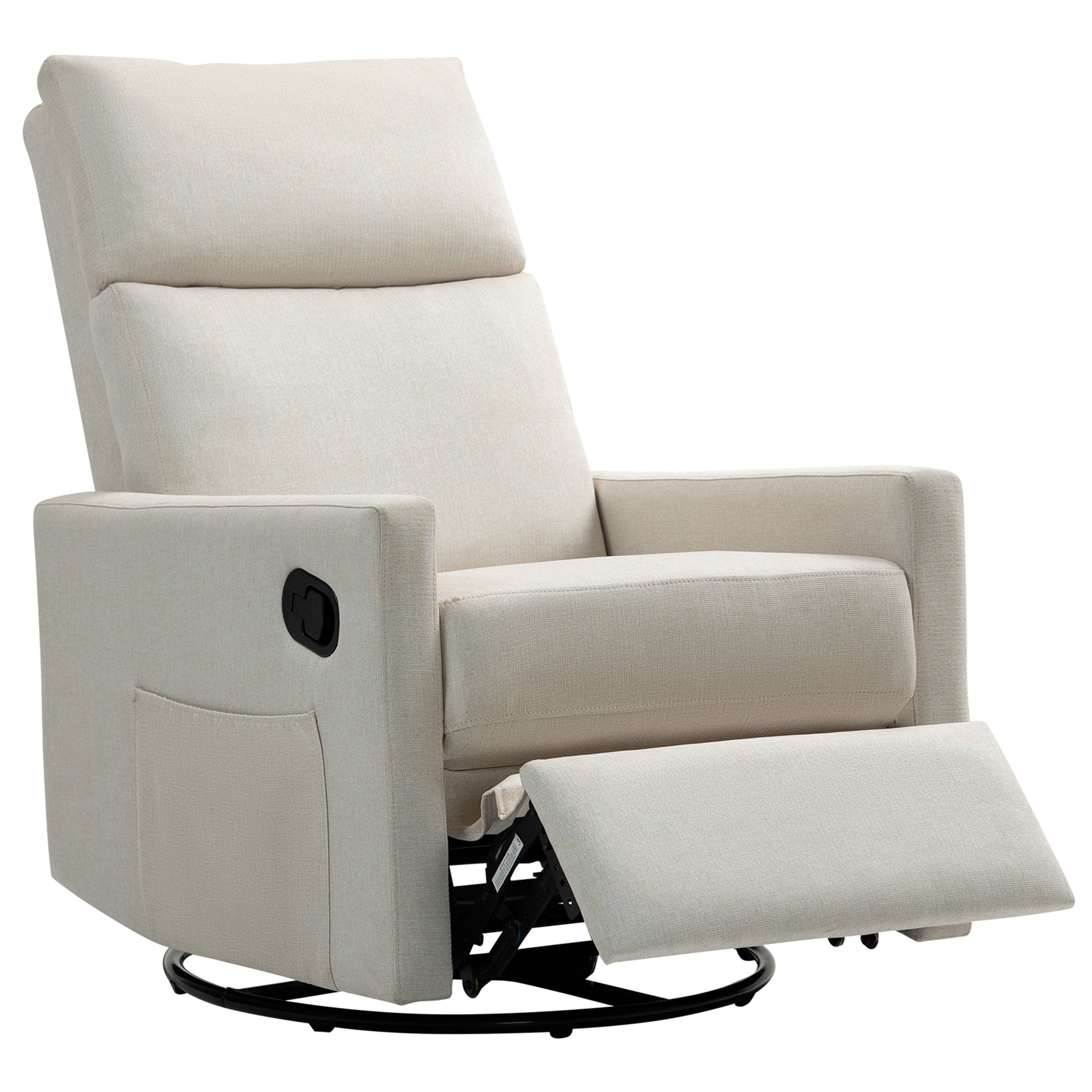 Newnno Swivel Rocking Recliner with Adjustable Backrest and Footrest ...