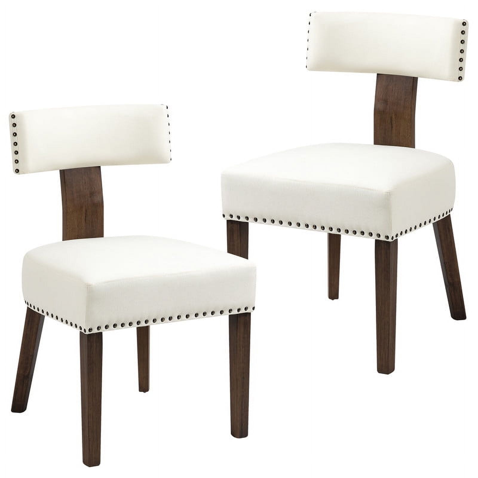 Newnno Upholstered Linen Dining chairs Set of 2, Mid-Century Modern ...