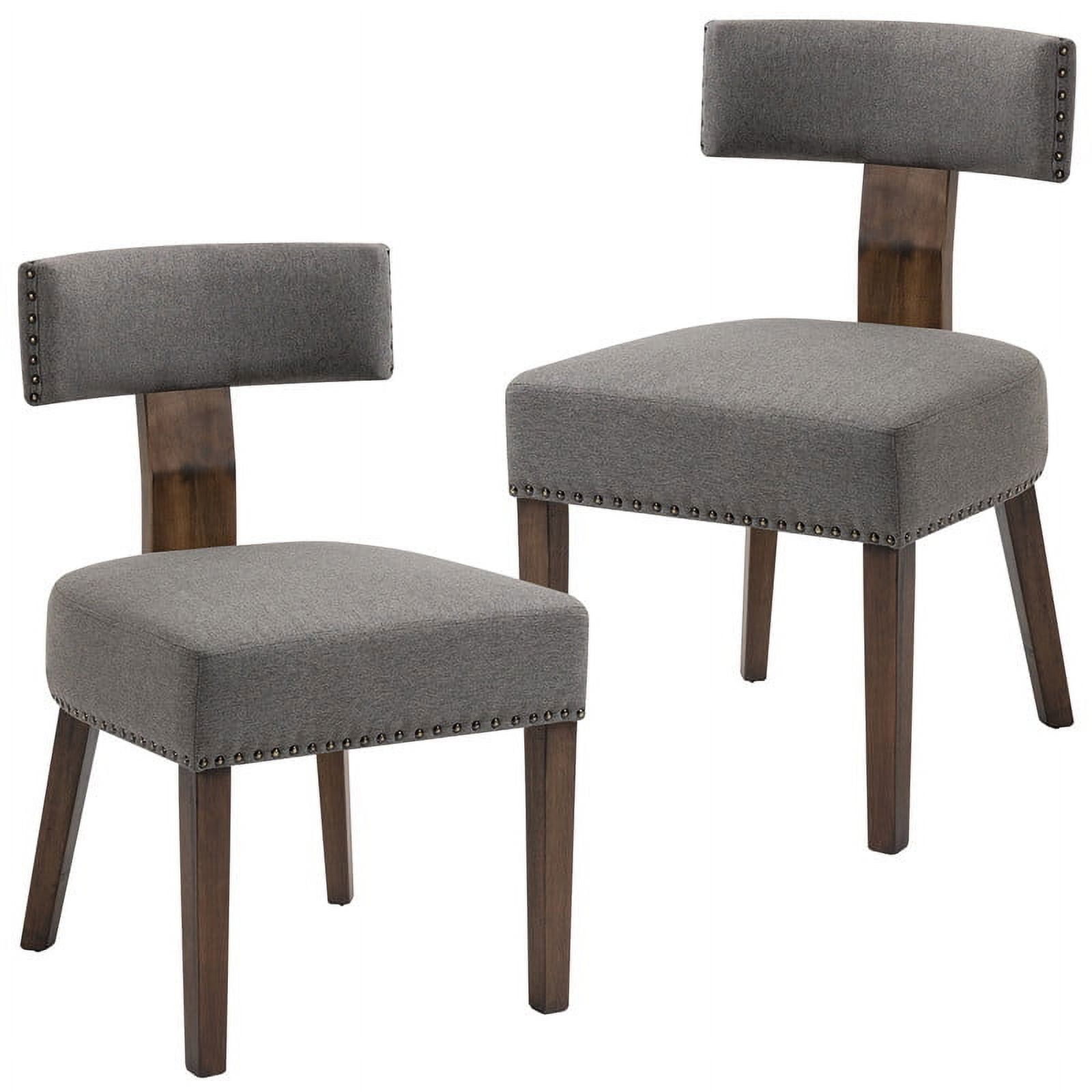 Newnno Upholstered Linen Dining chairs Set of 2, Mid-Century Modern ...