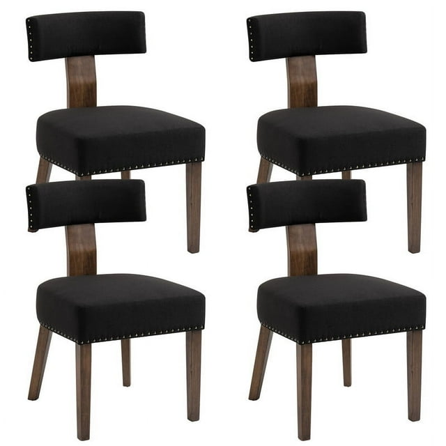 Newnno Upholstered Linen Dining chairs Set of 4, Mid-Century Modern ...