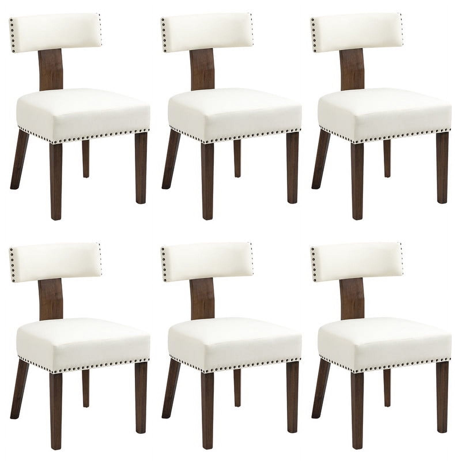 Newnno Upholstered Linen Dining chairs Set of 6, Mid-Century Modern ...