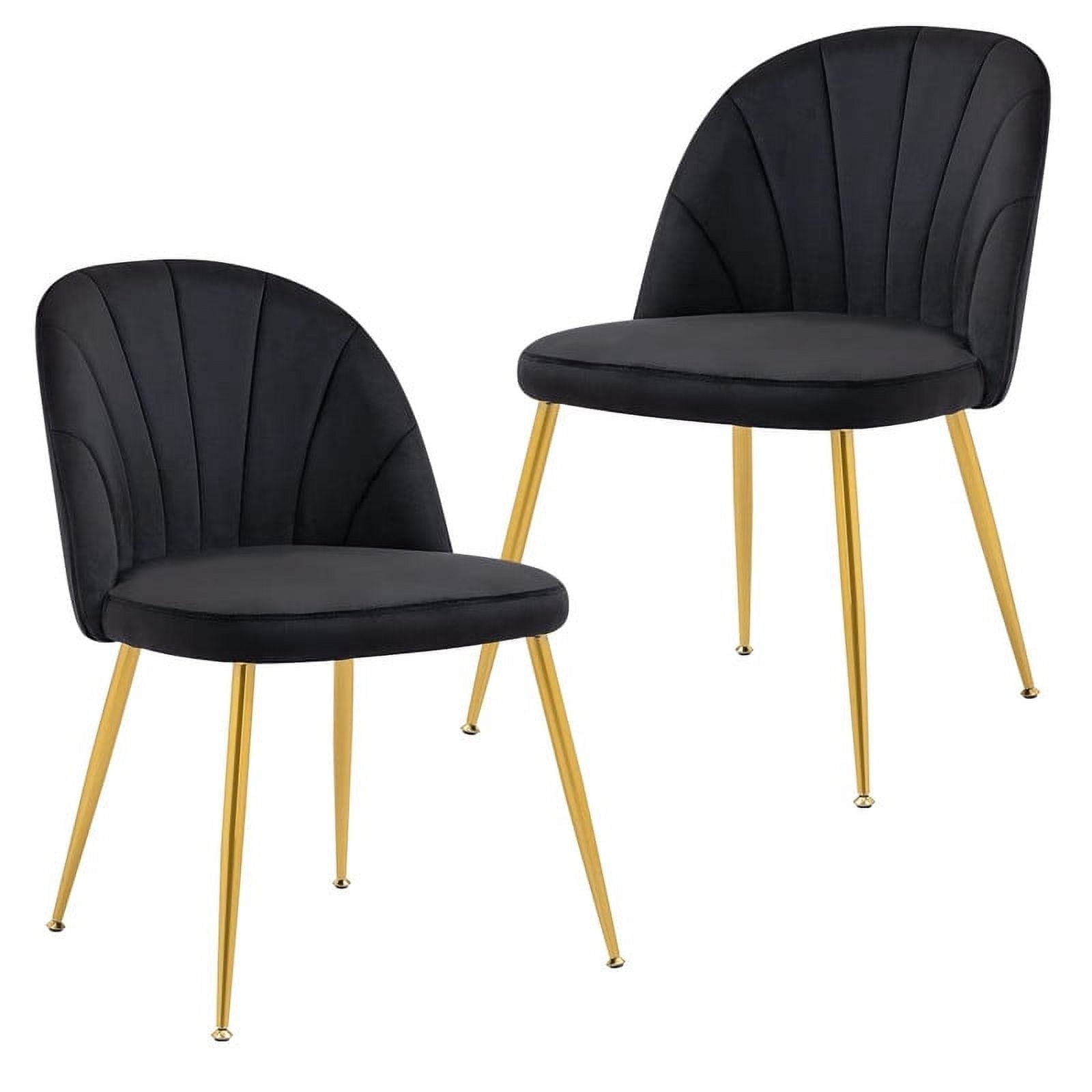 Newnno Velvet Modern Dining Chairs Set of 2, Upholstered Armless Accent ...