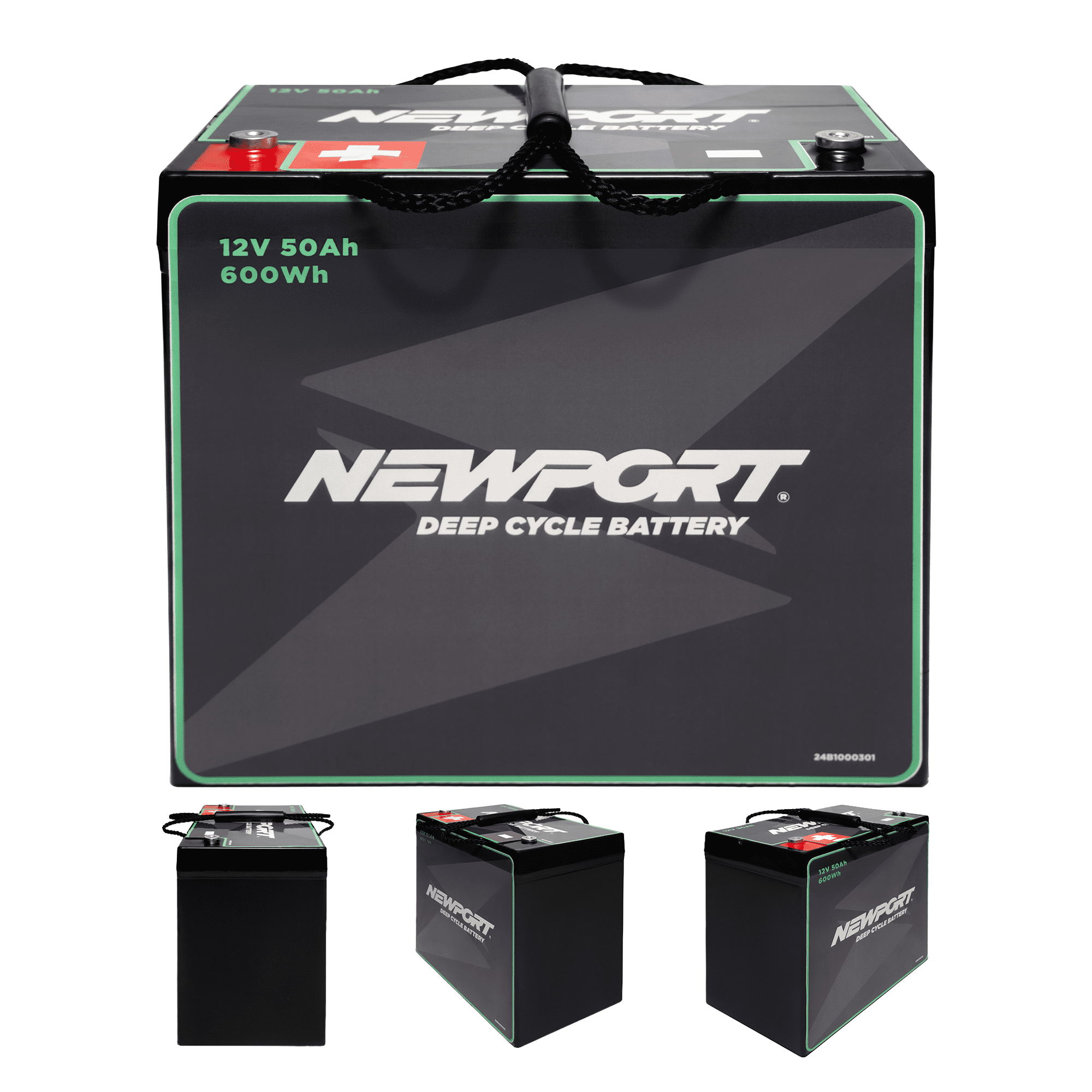 Newport, Marine Battery, 12V50Ah Deep Cycle, Heavy-Duty Sealed AGM ...