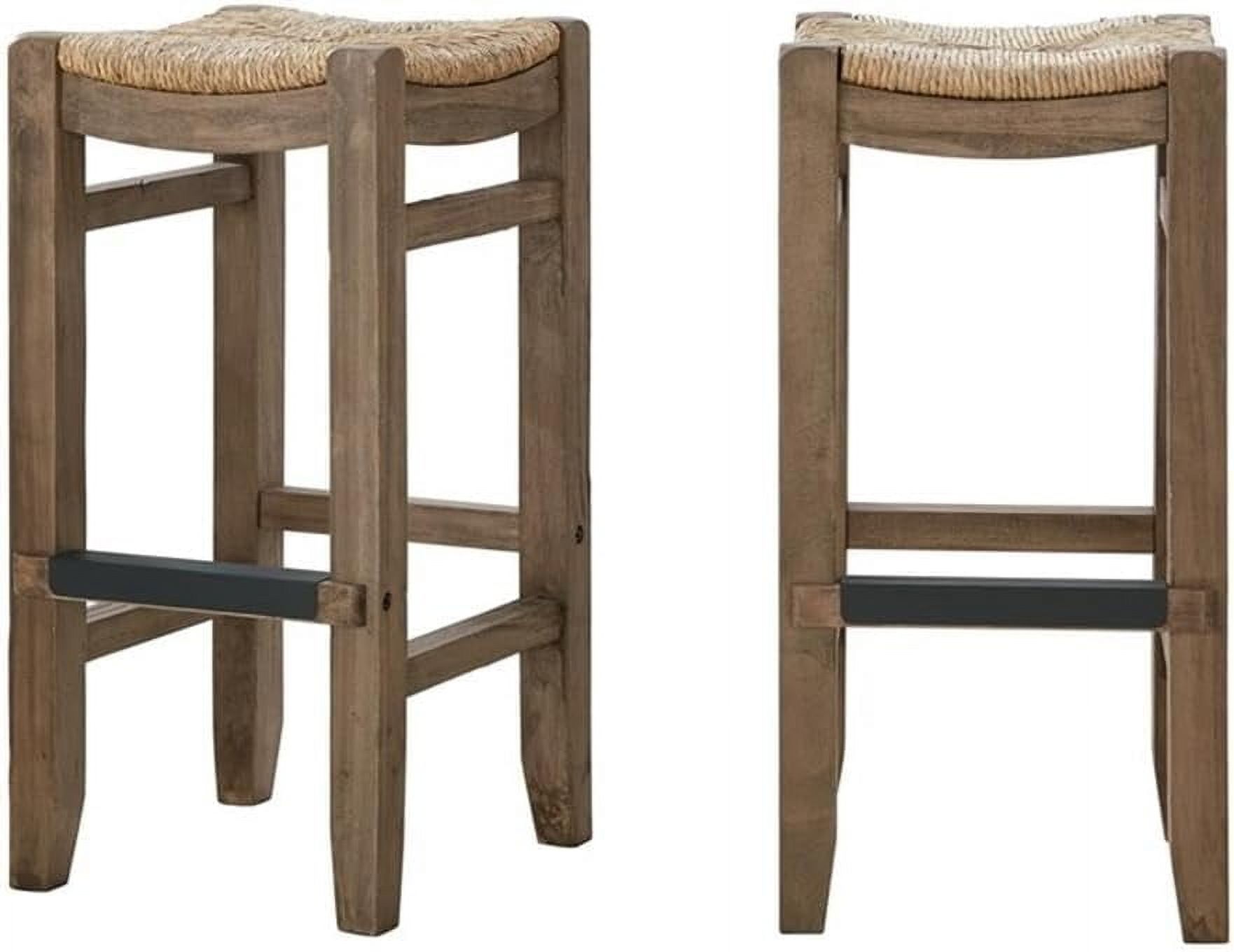 Newport 30" H Wood Bar Stools with Rush Seats | Set of 2 Seagrass ...