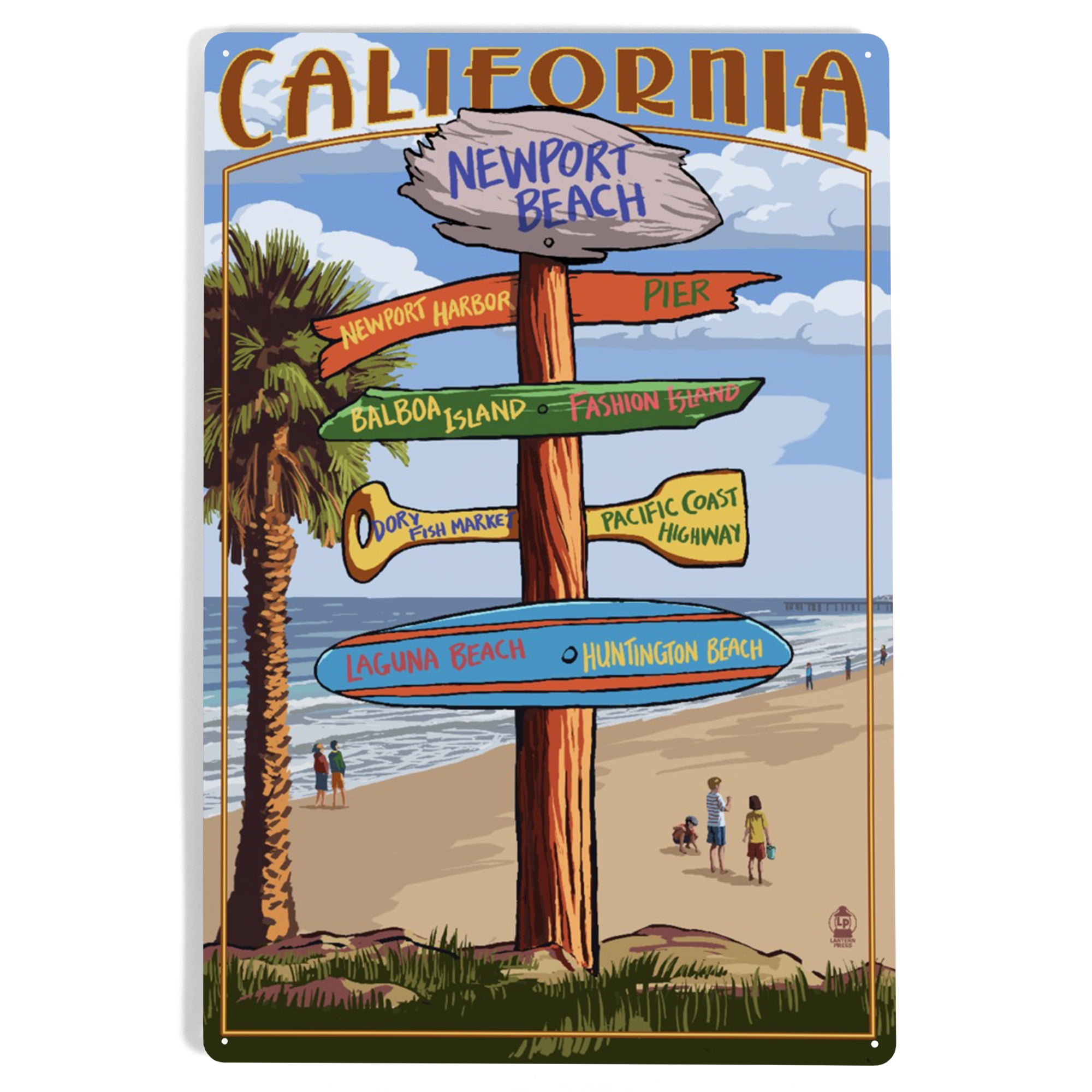 Newport Beach, California, Destinations Sign (12x18 Aluminum Art ...