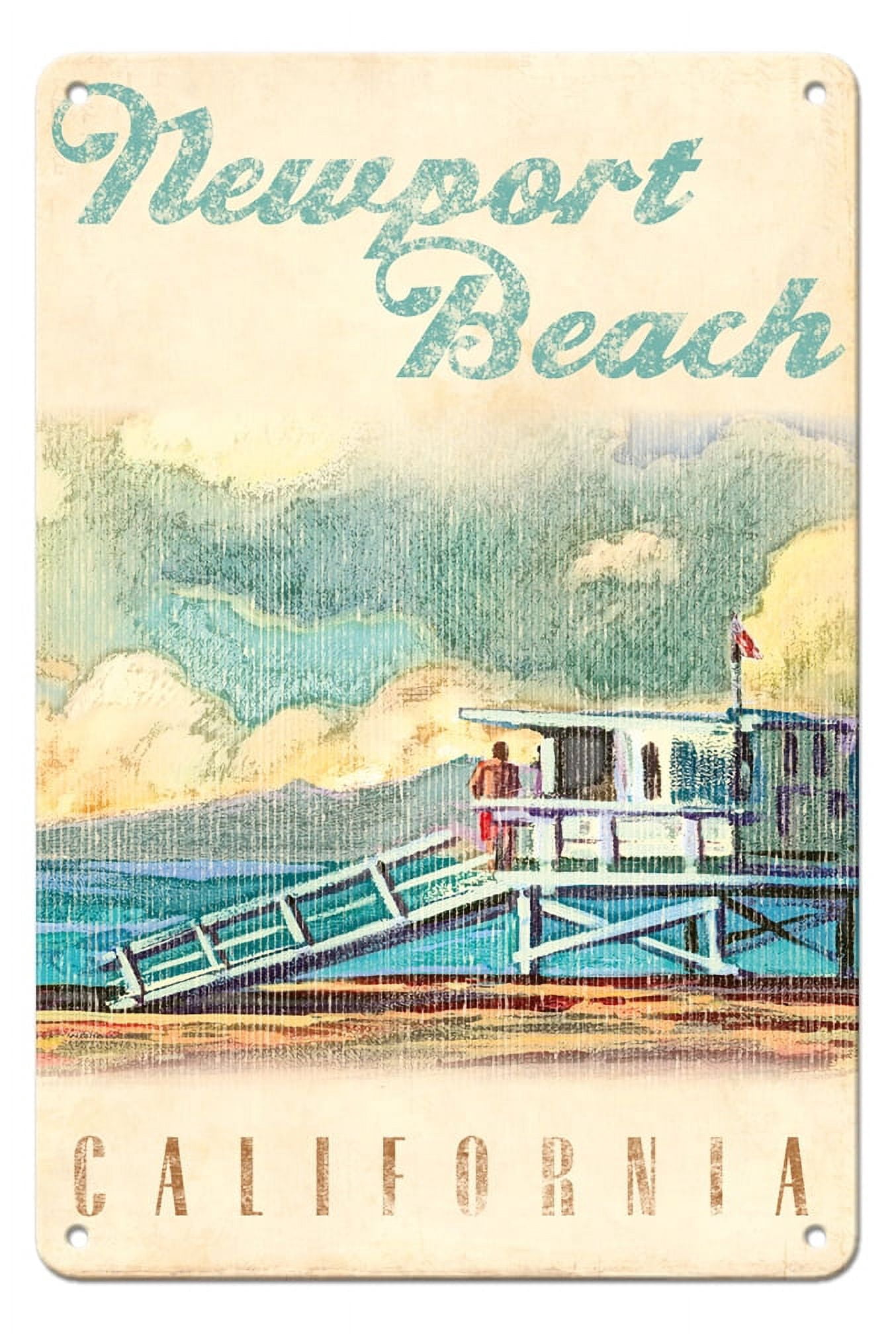 Newport Beach California - Lifeguard Tower - Vintage Travel Poster by ...