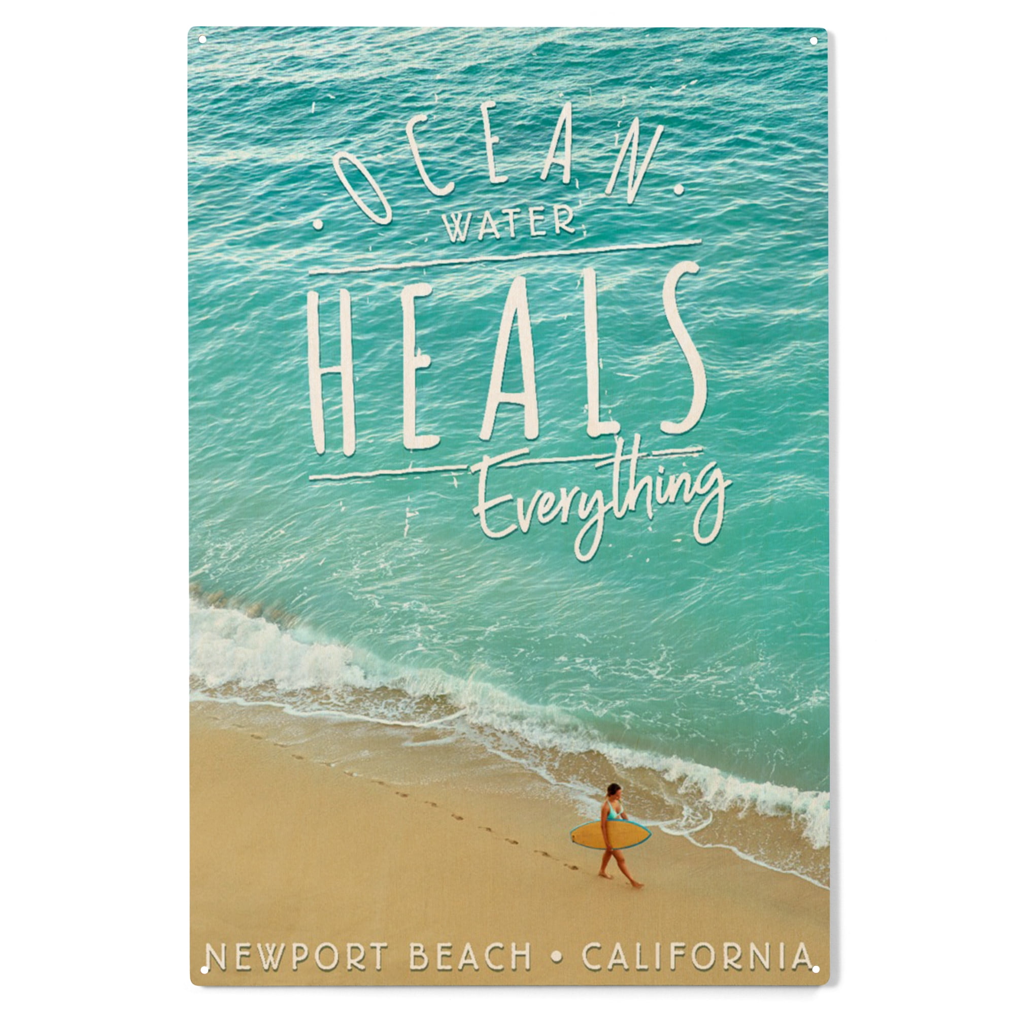 Newport Beach, California, Surfer Walking on Beach, Ocean Water Heals ...