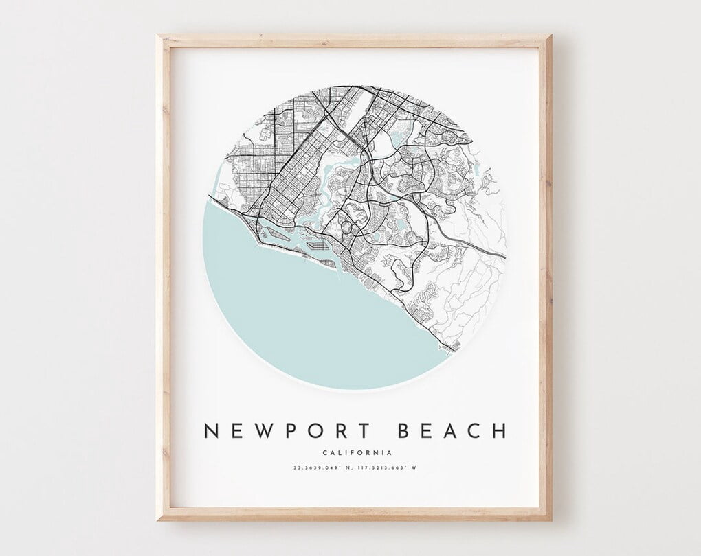 Newport Beach Map Print, Newport Beach Map Poster City Wall Art, Ca ...
