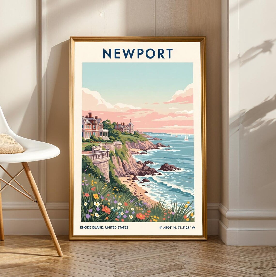 Newport Cliffs Poster - Rhode Island Wall Art - Us State Poster - Us ...