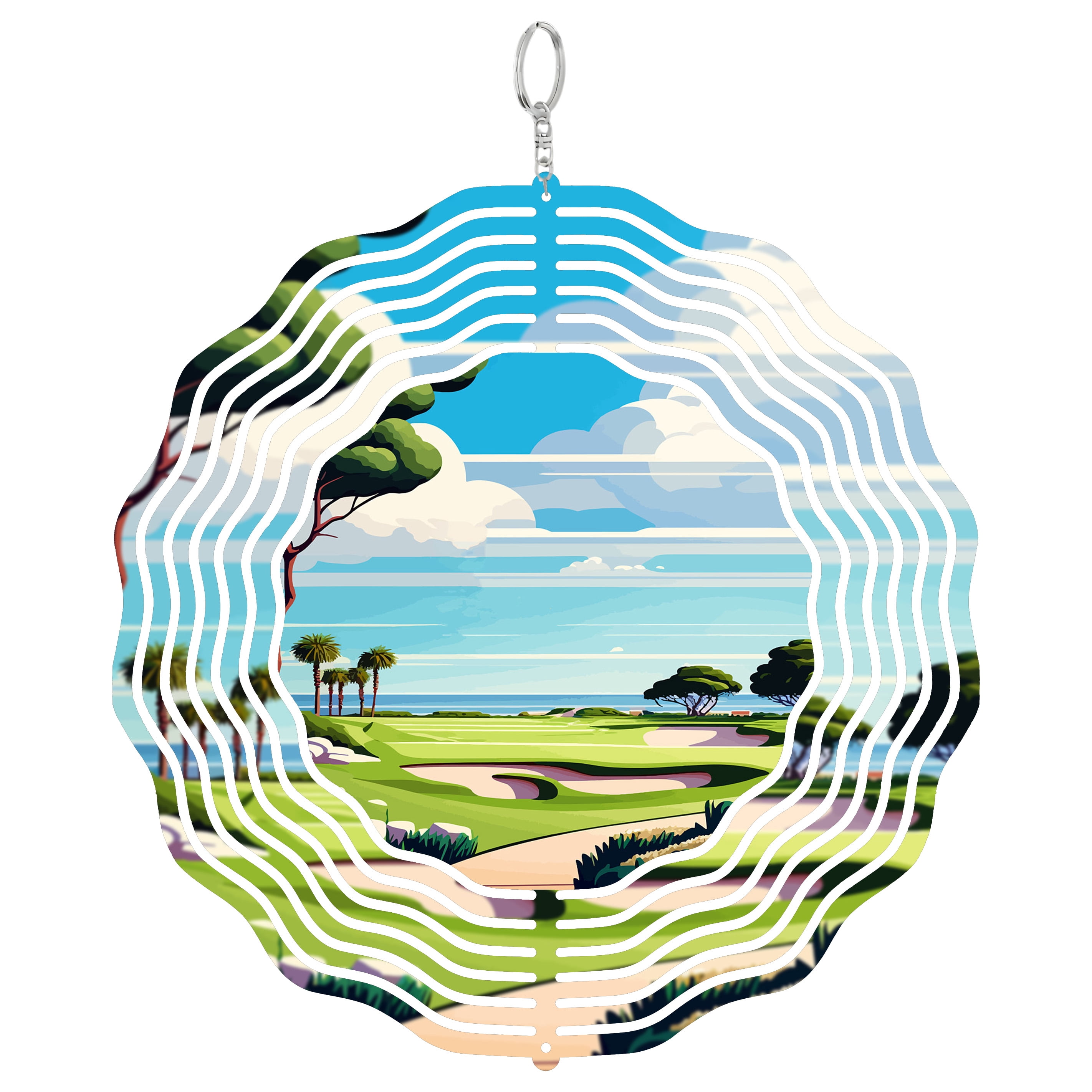 Newport Coast Golf Landscape 3D Wind Spinner Stainless Steel Kinetic ...