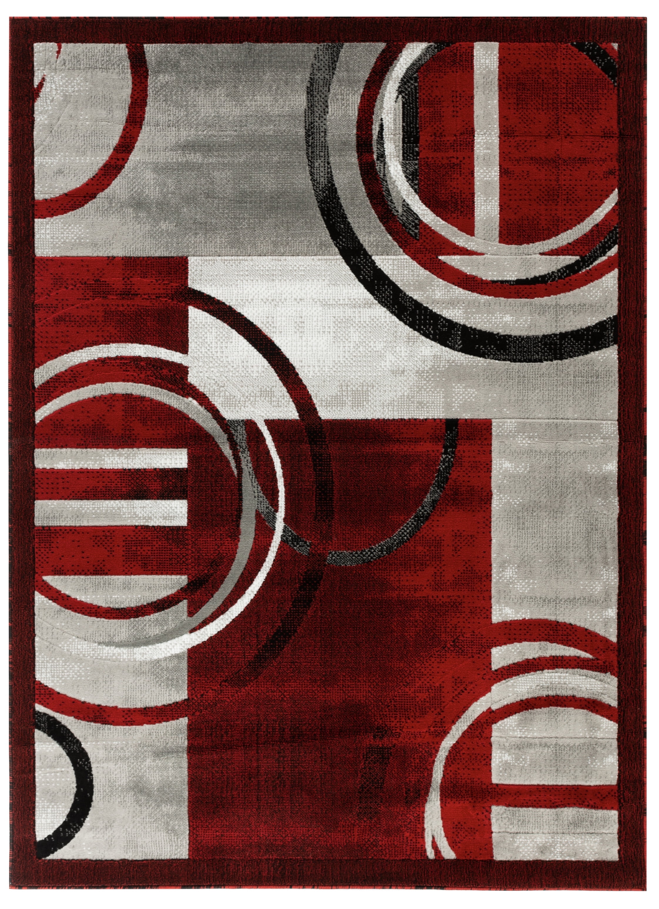 Newport Collection - Red, Gray Abstract Modern Area Rug - Walmart.com