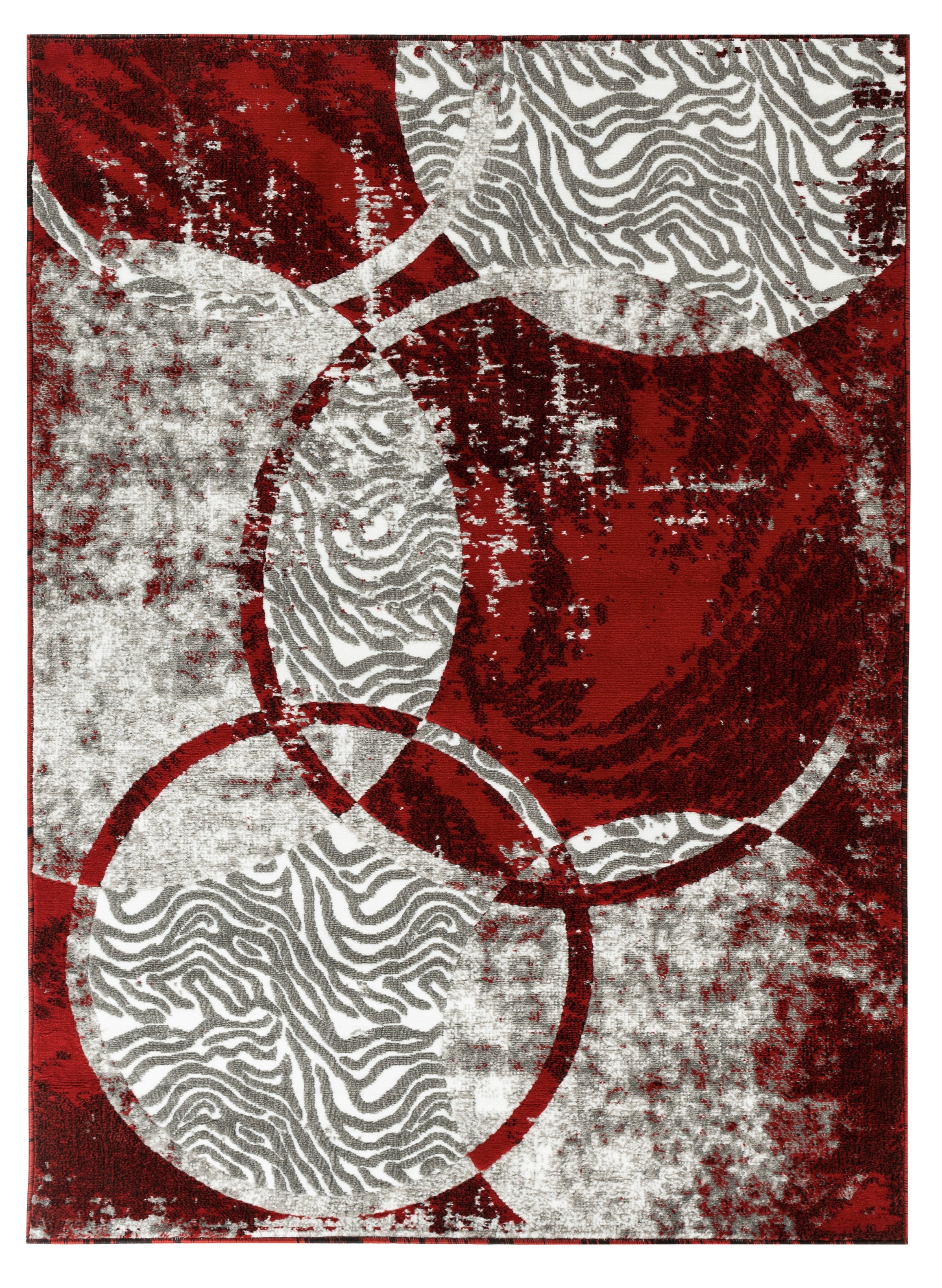 Newport Collection - Red Modern Geometric Abstract Area Rug - Walmart.com