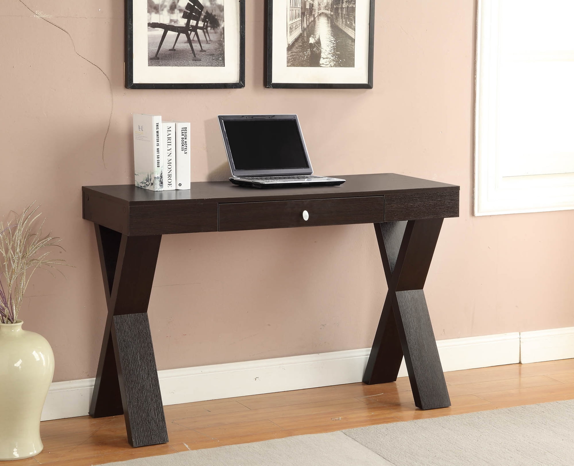 Newport Desk with Drawer, Espresso - Walmart.com