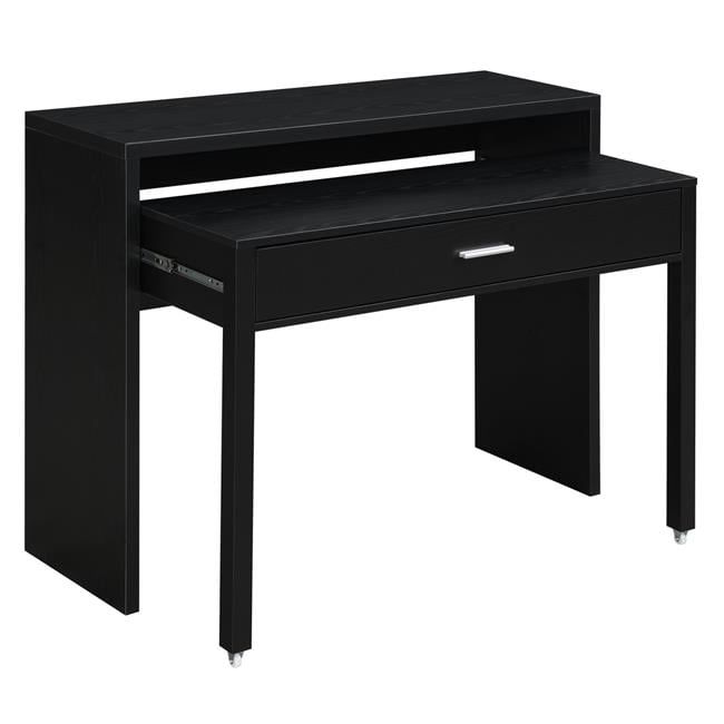 Newport JB Console & Sliding Desk with Drawer & Riser, Black - Walmart.com