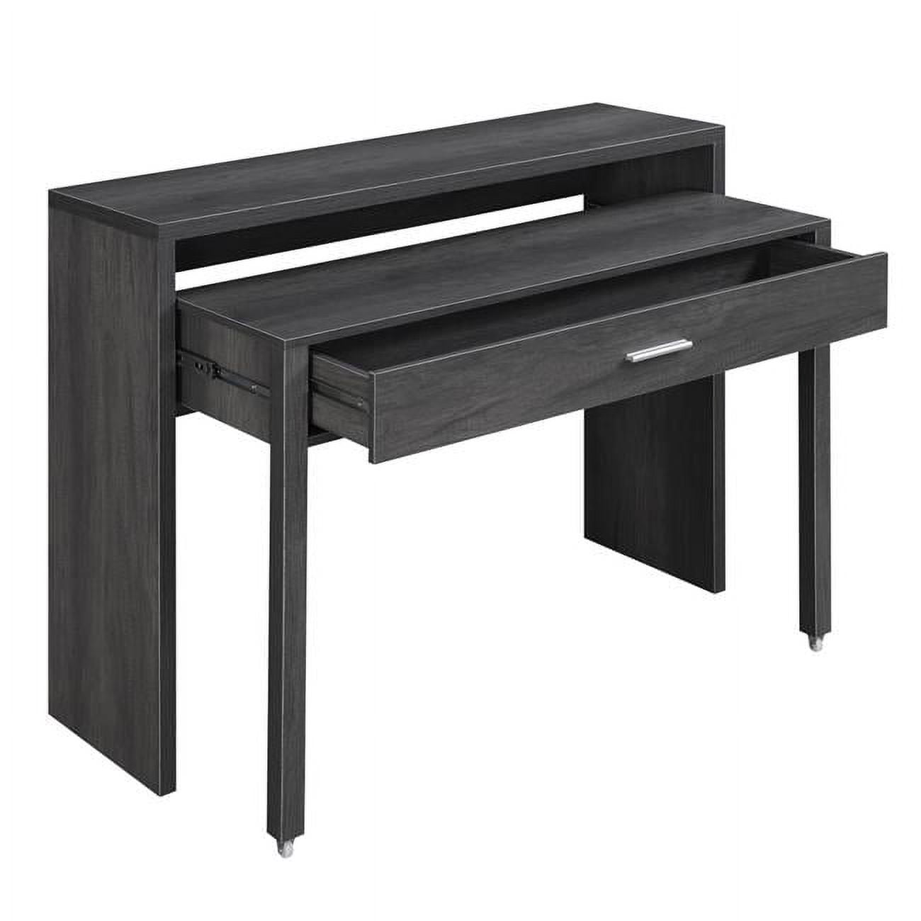 Newport JB Console & Sliding Desk with Drawer & Riser, Charcoal Gray ...
