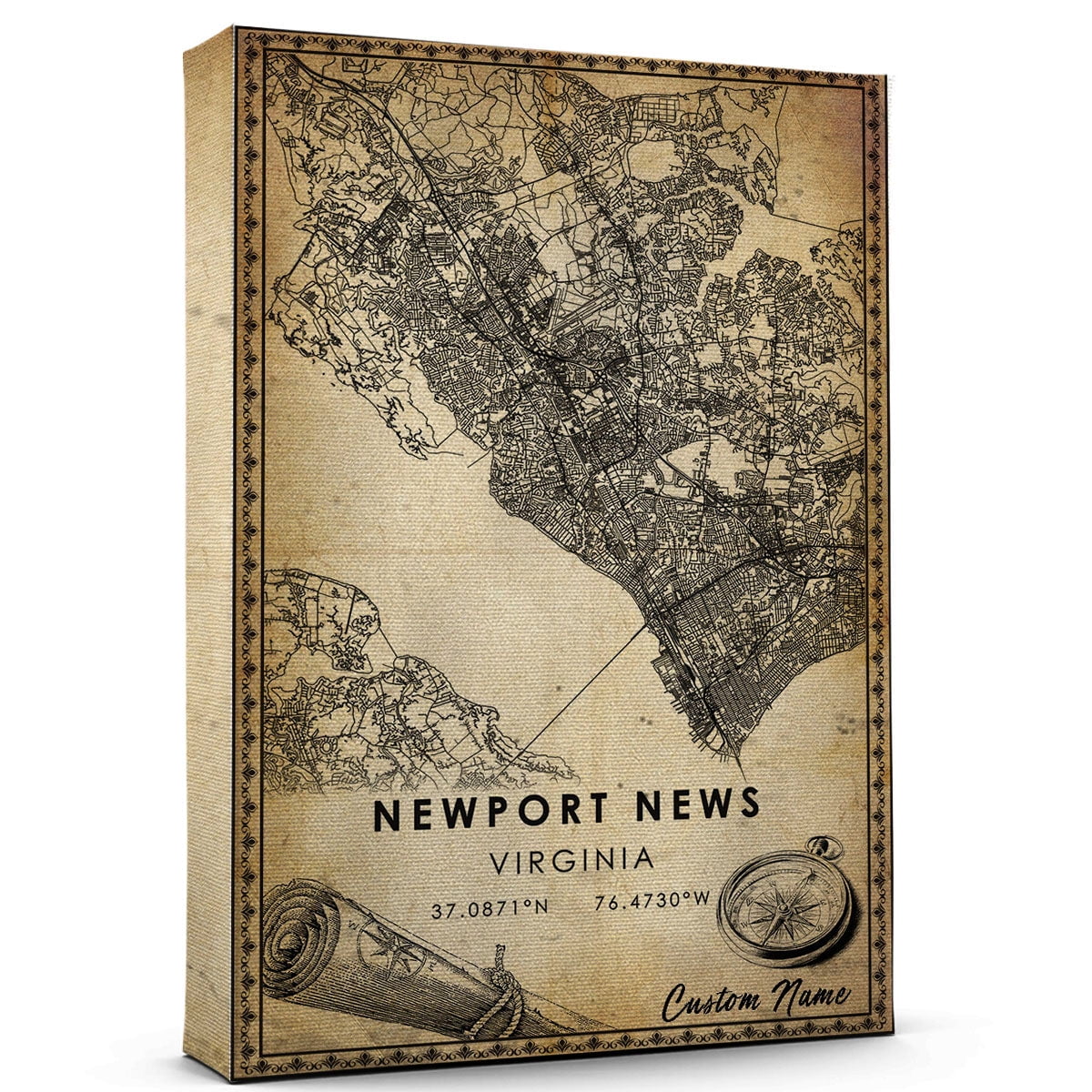 Newport News Map Poster, Virginia Map Art Poster, Canvas, Newport News ...