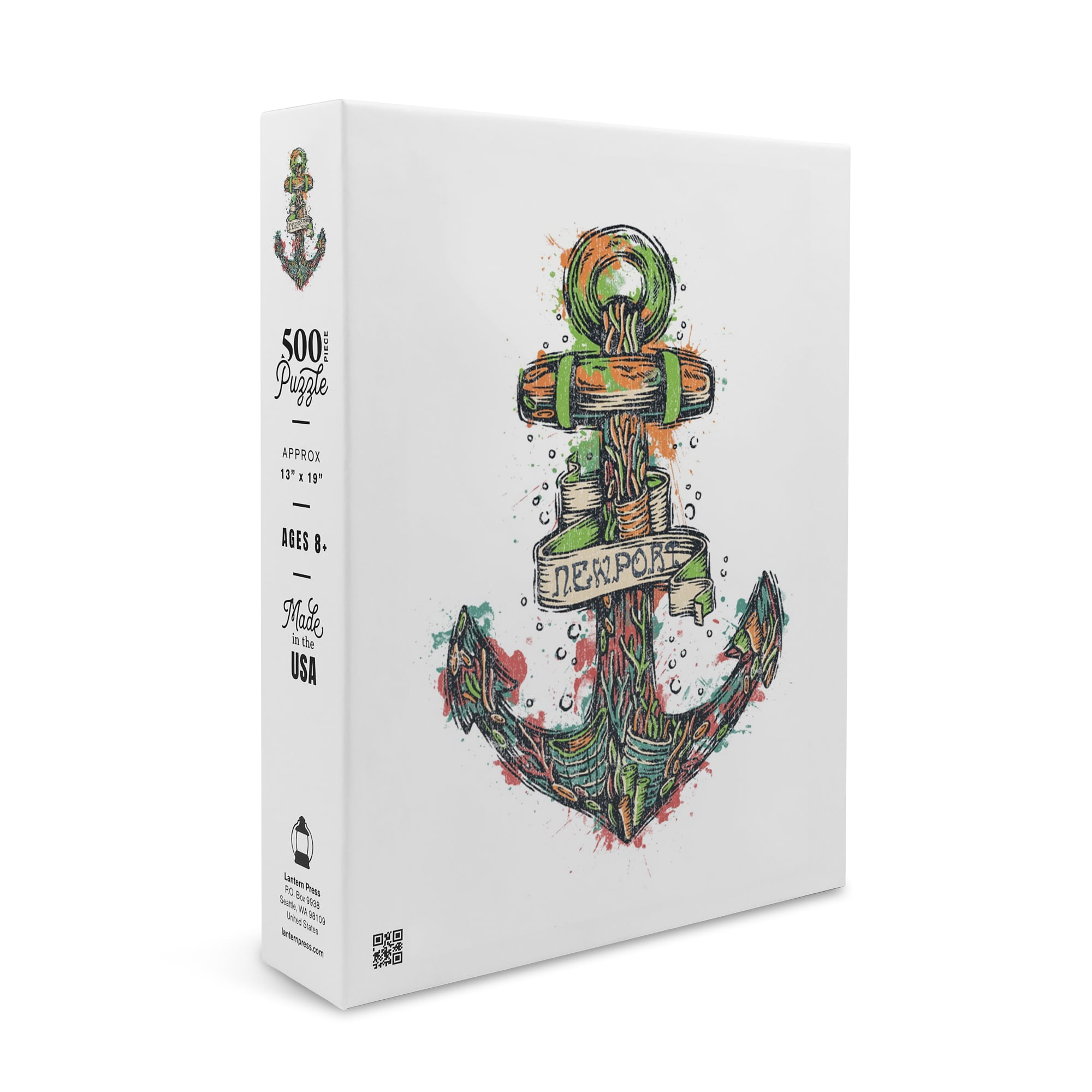 Newport, Oregon, Anchor, Colorful Paint Splatter (19x27 inches, Premium ...
