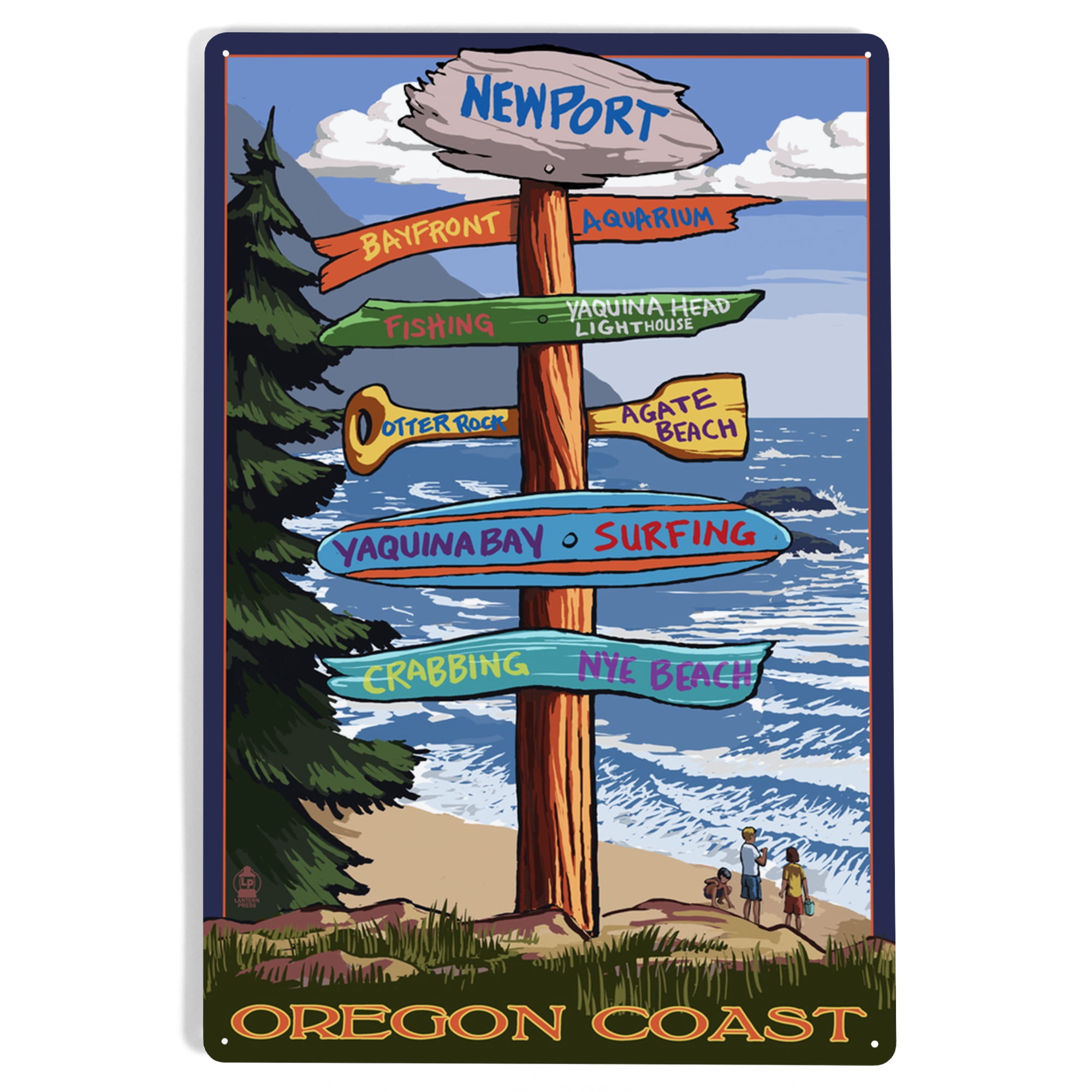 Newport, Oregon, Signpost Destinations (12x18 Aluminum Art, Indoor ...
