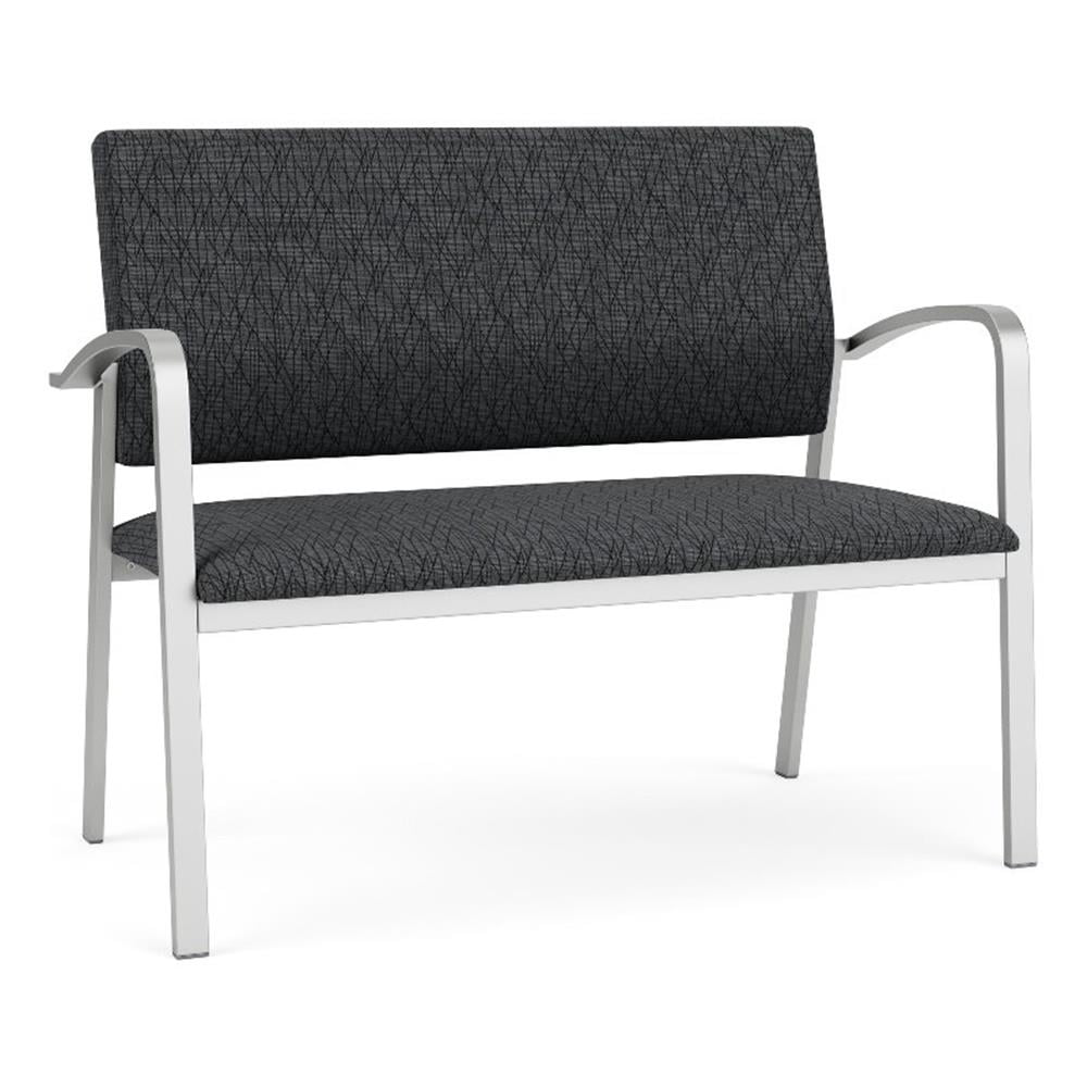 Newport Reception Waiting 2-Seat Tandem Seating / Silver Steel / Dark ...