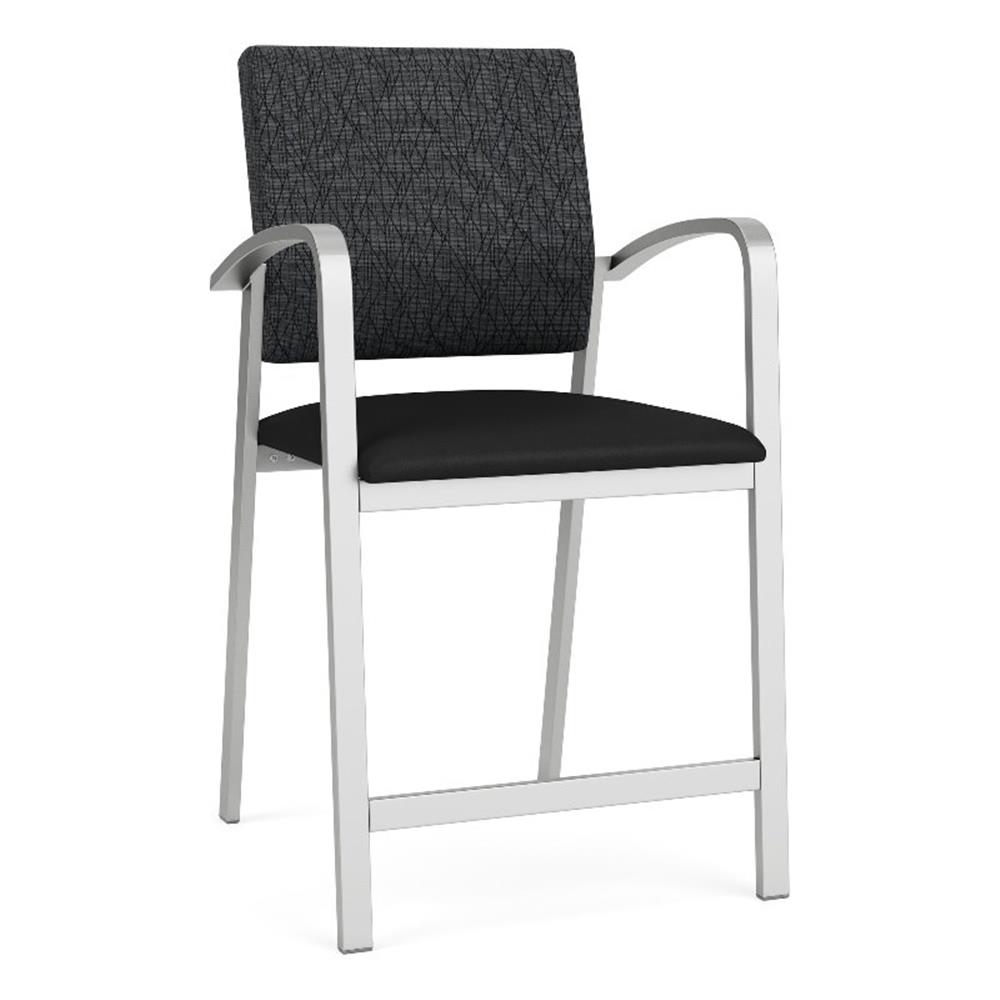 Newport Reception Waiting 24.5" Hip Chair / Silver Steel / Dark Gray ...