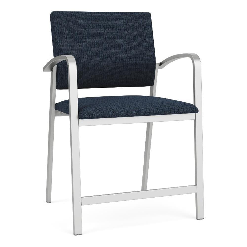 Newport Reception Waiting Room Oversize Hip Chair / Silver Steel / Blue ...