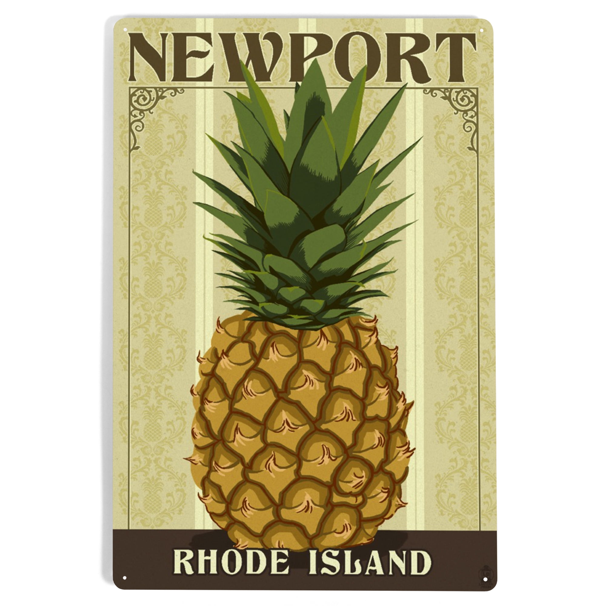 Newport, Rhode Island, Colonial Pineapple (12x18 Aluminum Art, Indoor ...