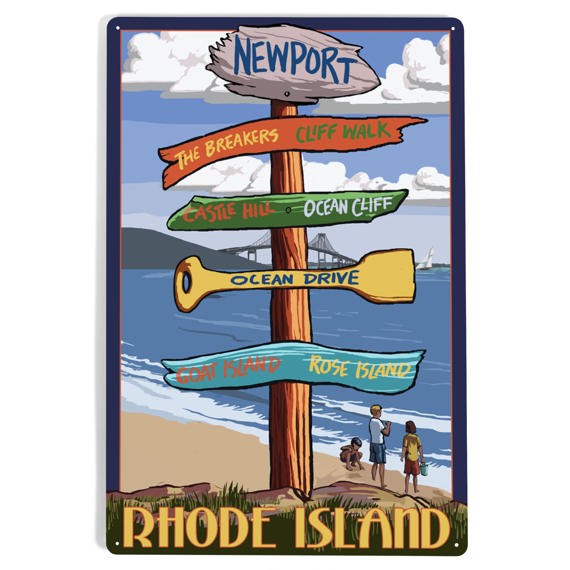 Newport, Rhode Island, Destinations Sign (12x18 Aluminum Art, Indoor ...