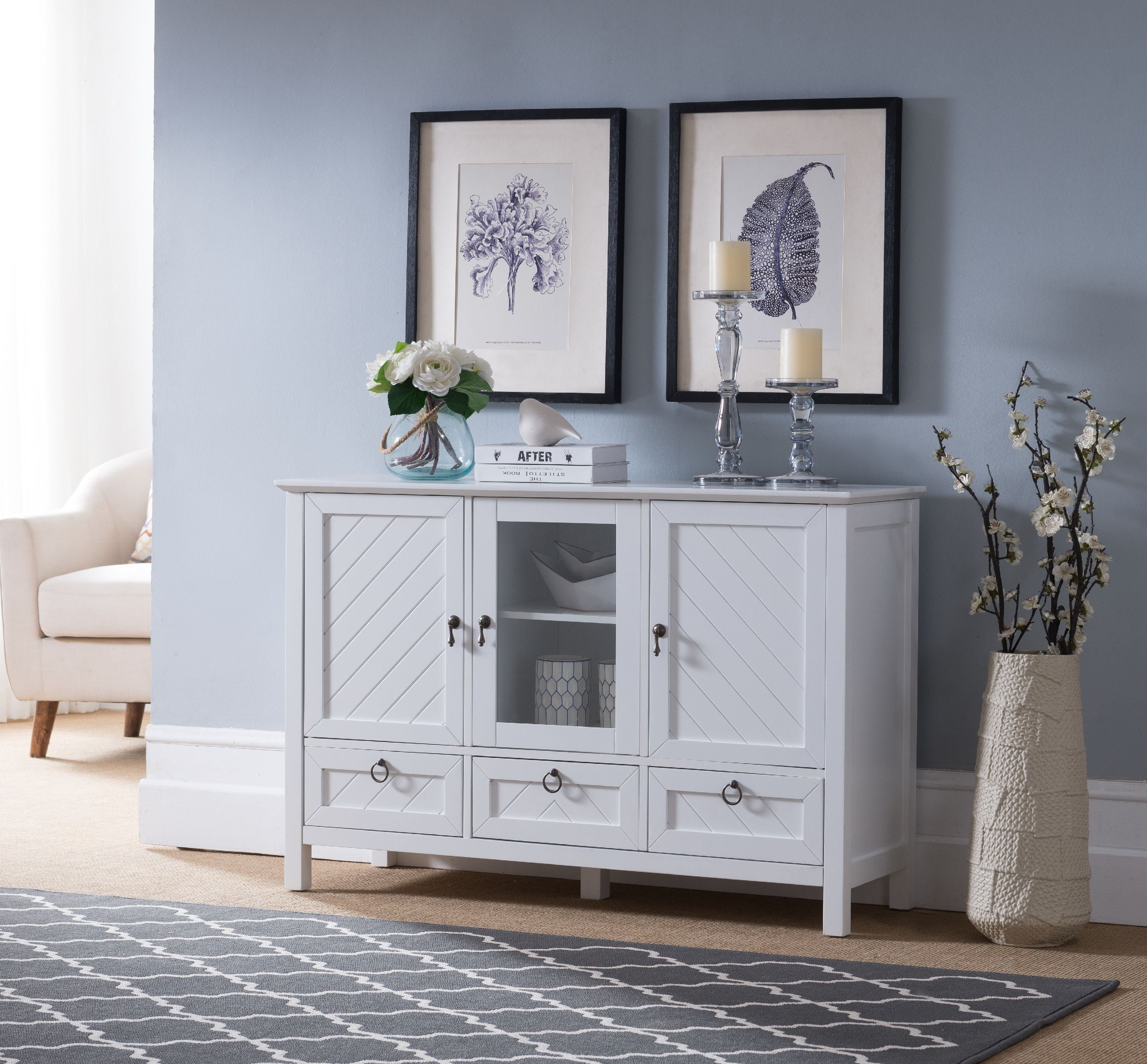 Contemporary White Sideboard with Storage Cabinets UK Ubuy