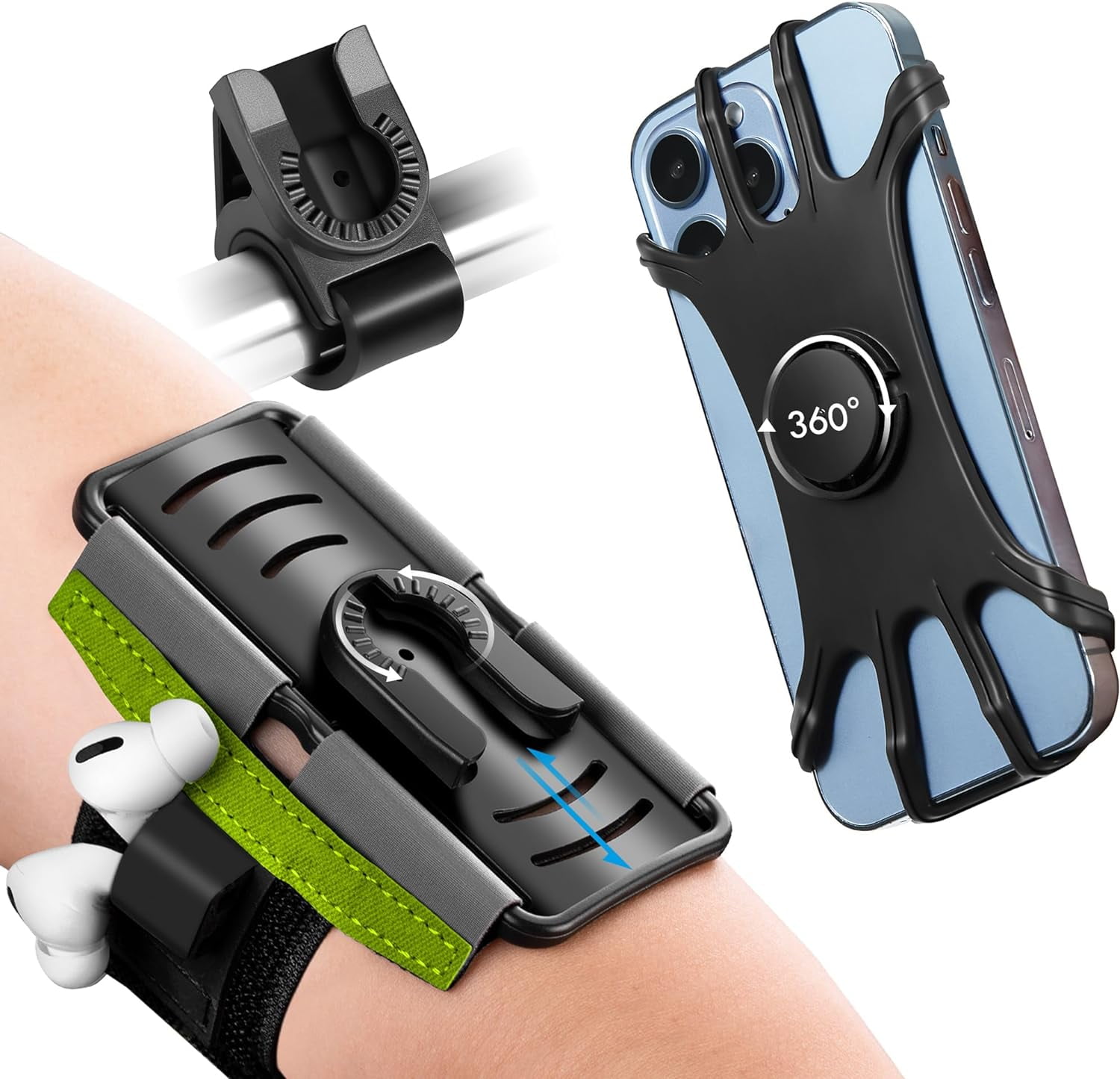 Newppon Running Armband + Bike Phone Holder : Detachable &360°Rotatable ...