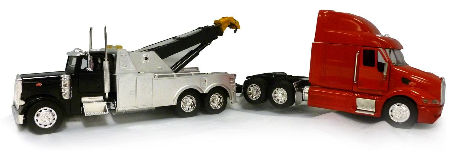 Newray Peterbilt Black Tow Truck with Red Peterbilt Cab 1/32 Scale Pre ...