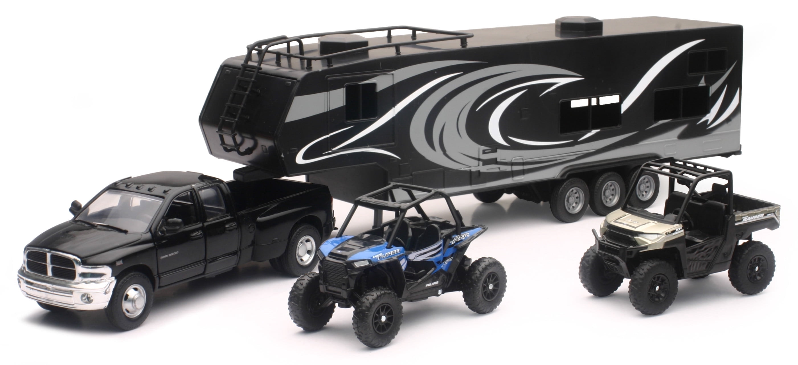 New Ray Dodge Ram 1 Ton Dually Truck with Toy Hauler & Two POL UTVs ...