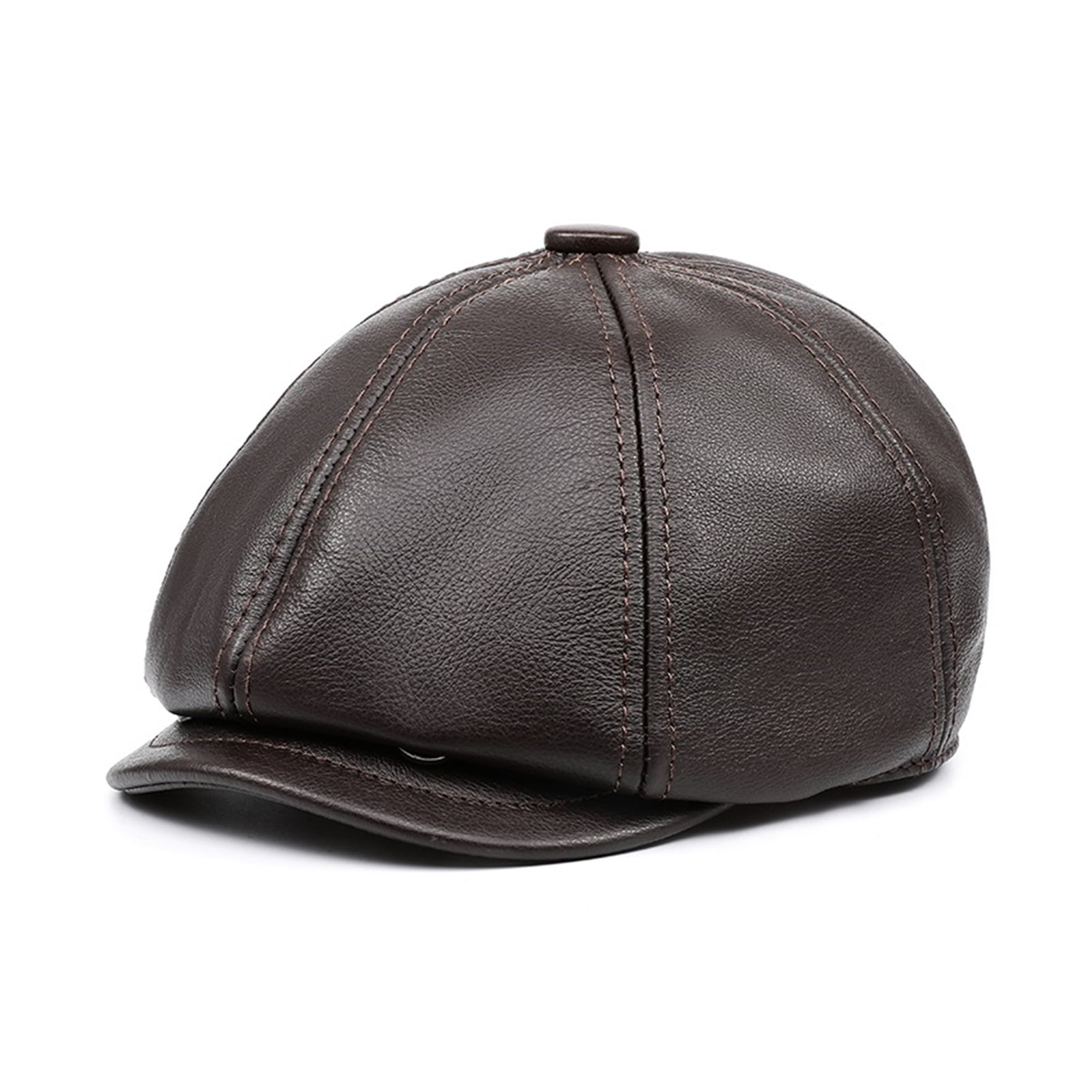 Newsboy Cap Men Genuine Leather Mens Beret Real Cowskin Vintage Autumn ...