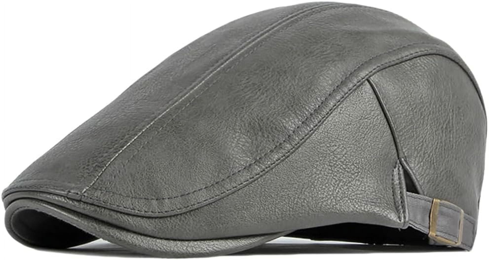 Newsboy Hats for Men Leather Ivy Flat Cap Gatsby Driving Cabbie Beret ...