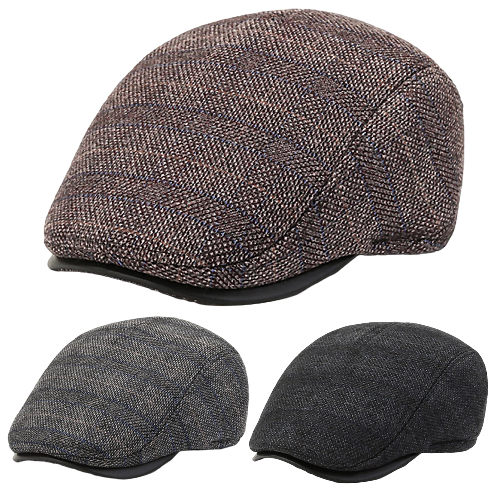 Newsboy Hats for Men, Retractable Invisible Earflap Caps - Classic ...