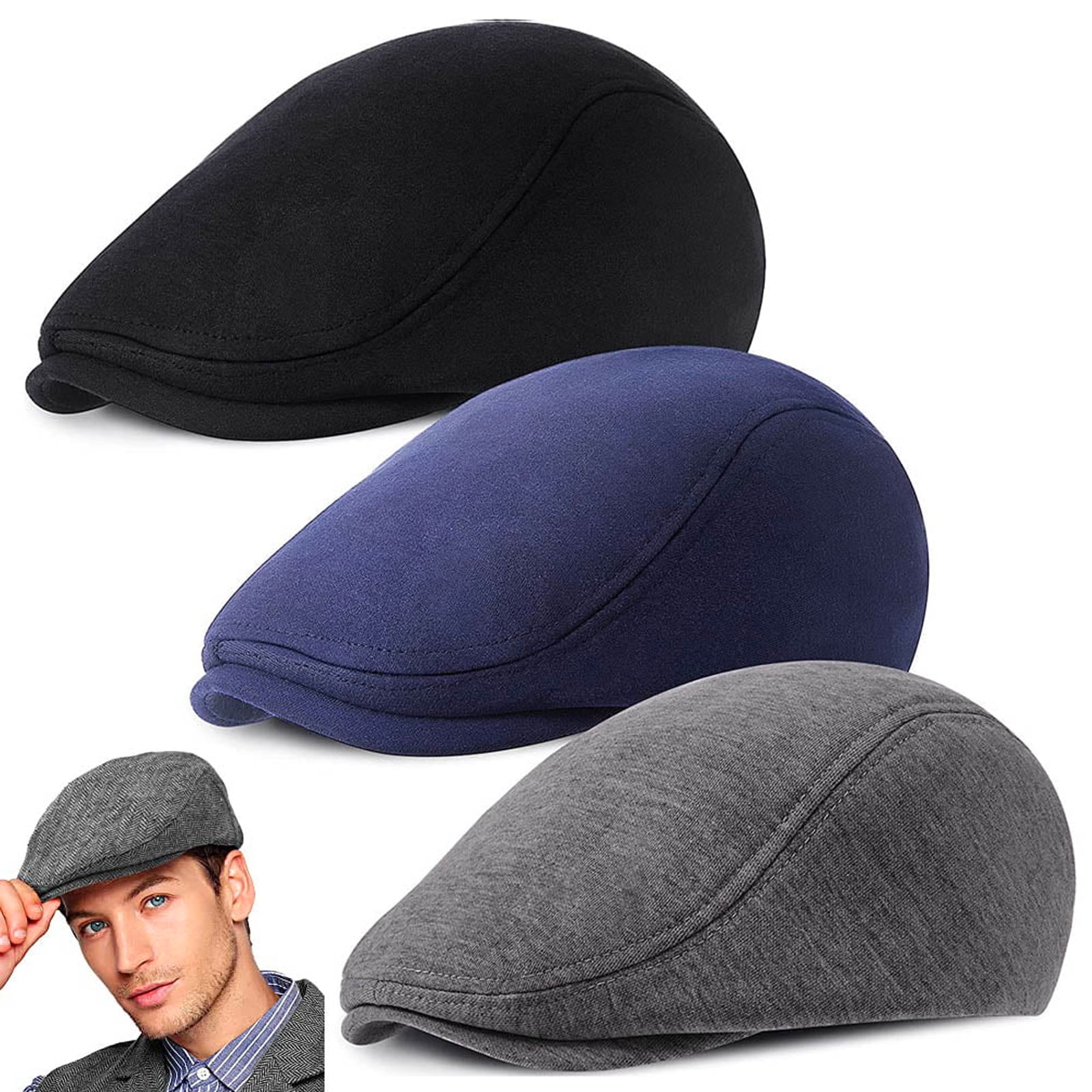 Newsboy Men's Hat Soft Stretch Fit Men Cap Cabbie Driving Cap for Men ...